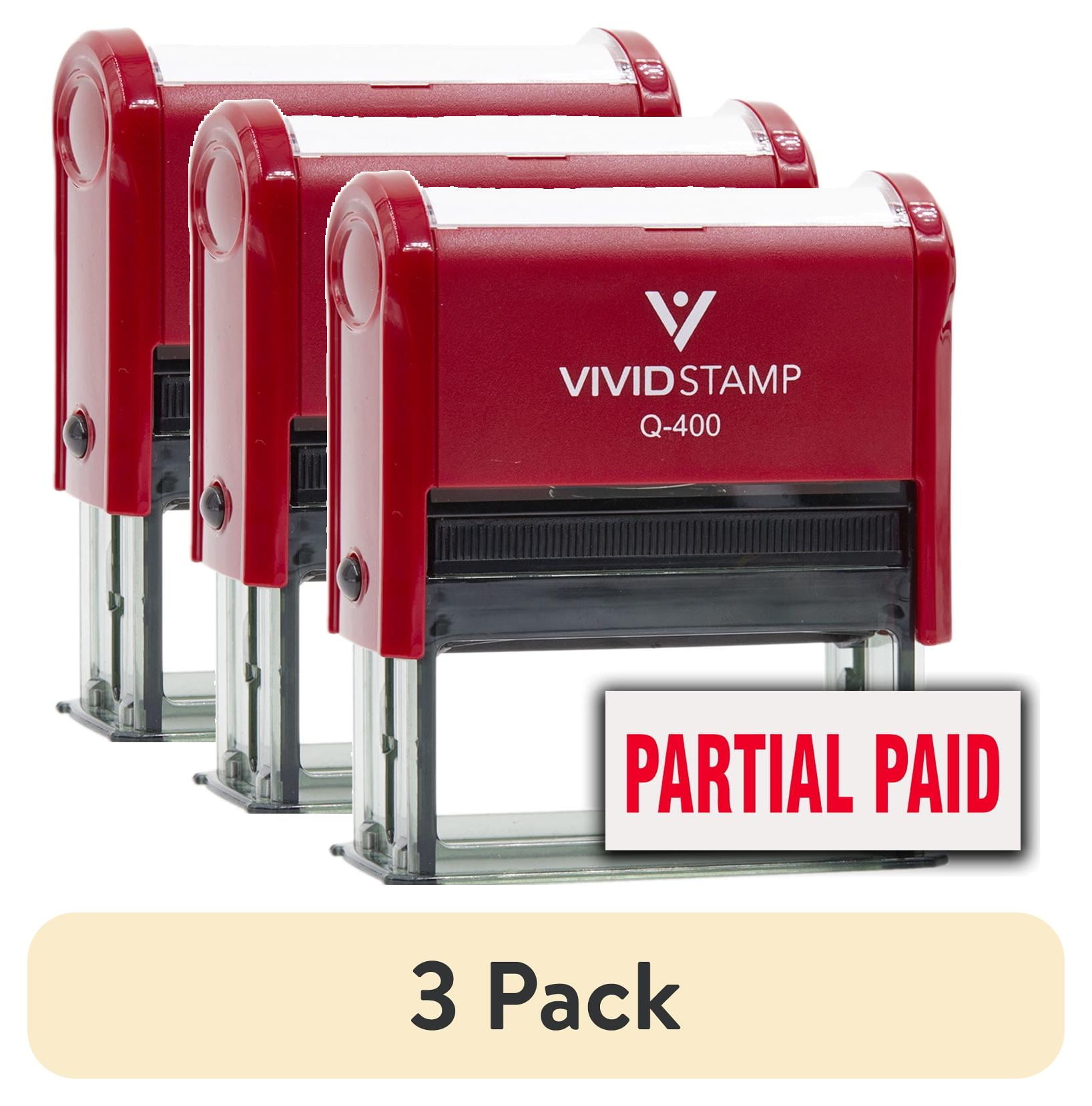 (3 pack) Partial paid Self-Inking Office Rubber Stamp (Red Ink) - Q-400 ...
