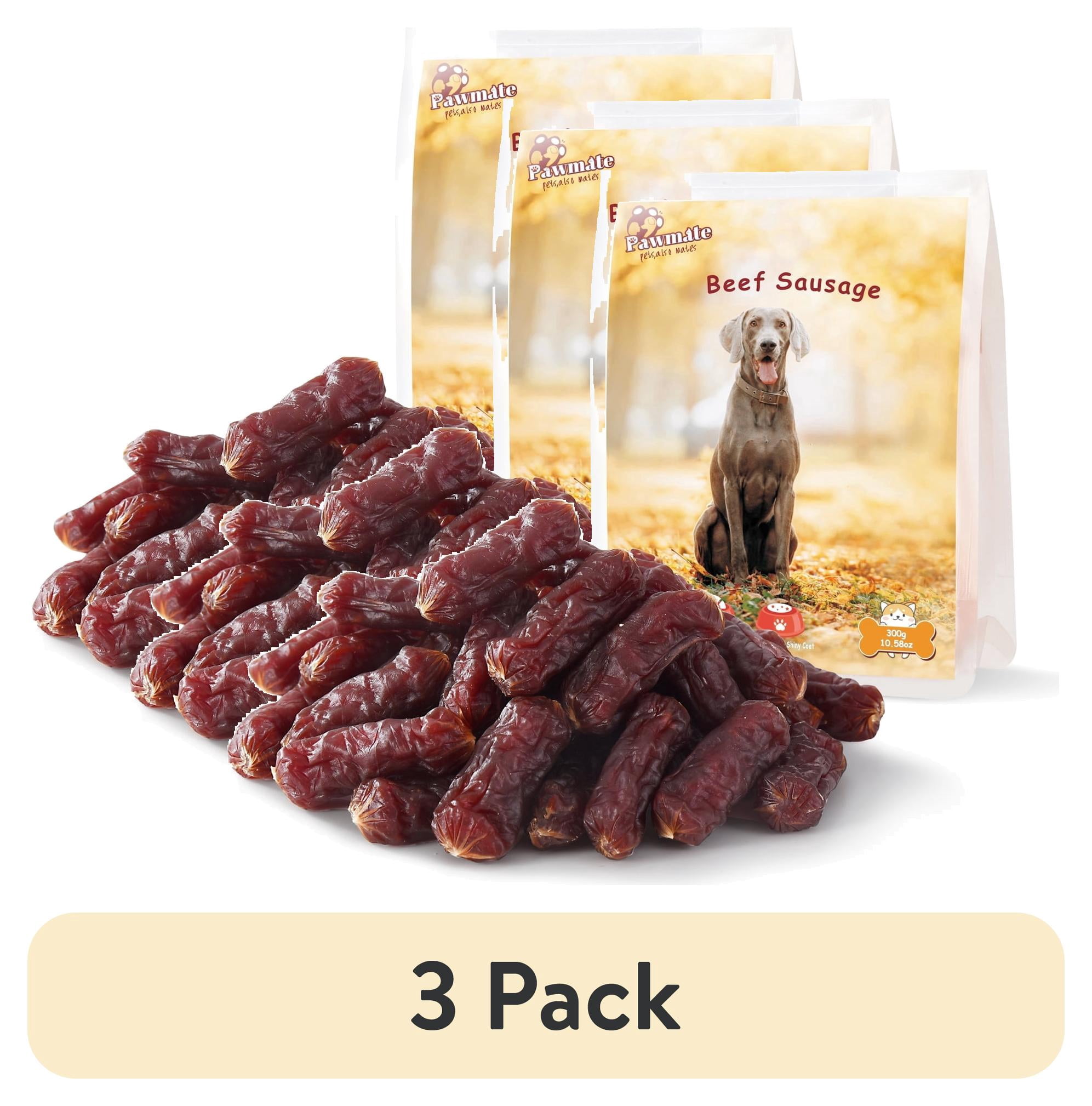 (3 pack) Pawmate Beef Sausage Dog Treats, Soft Low Fat Chewy Snacks for ...