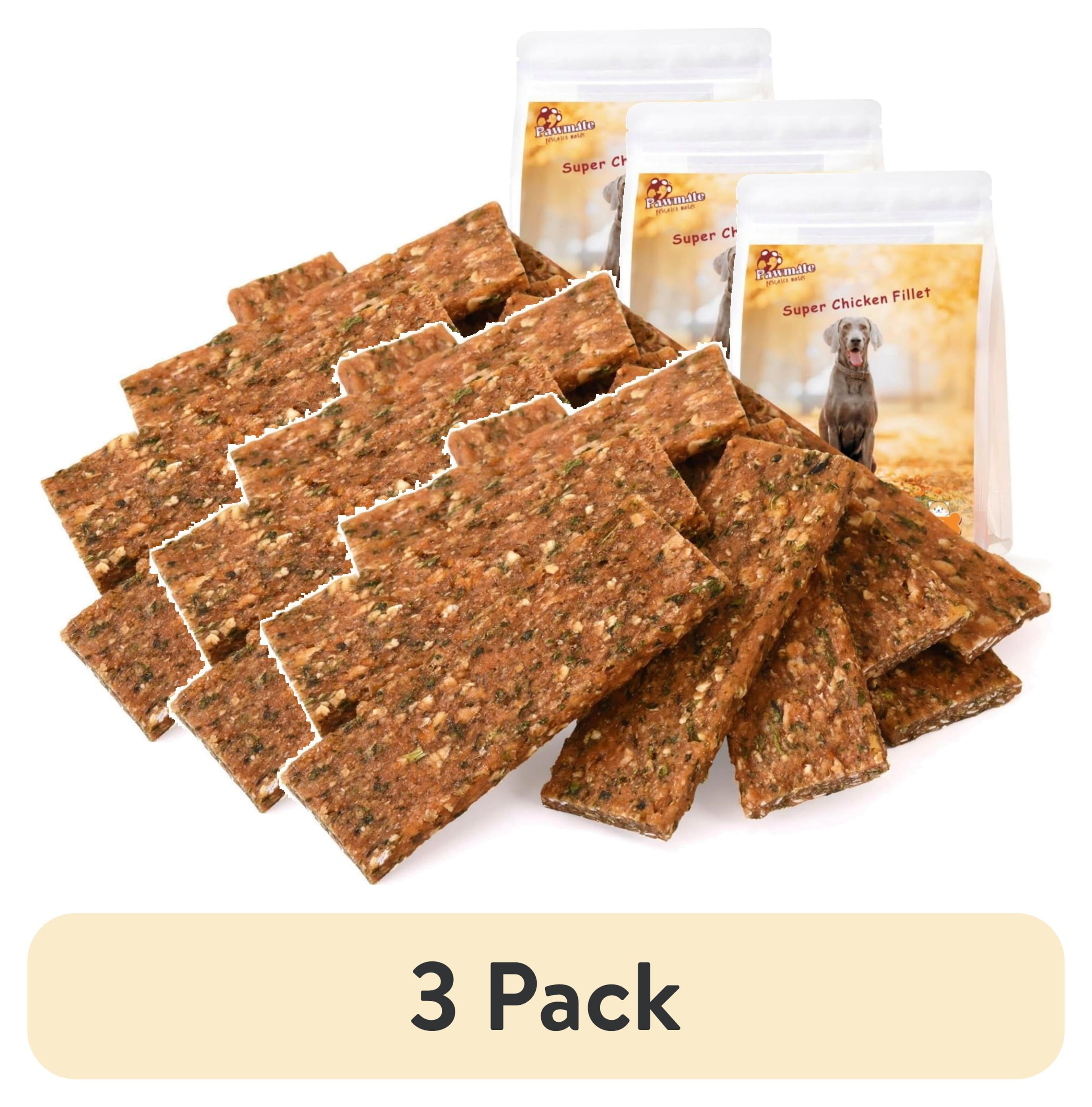 (3 pack) Pawmate Chicken Jerky Apple Dog Treats, Jerky Treats with Oats ...
