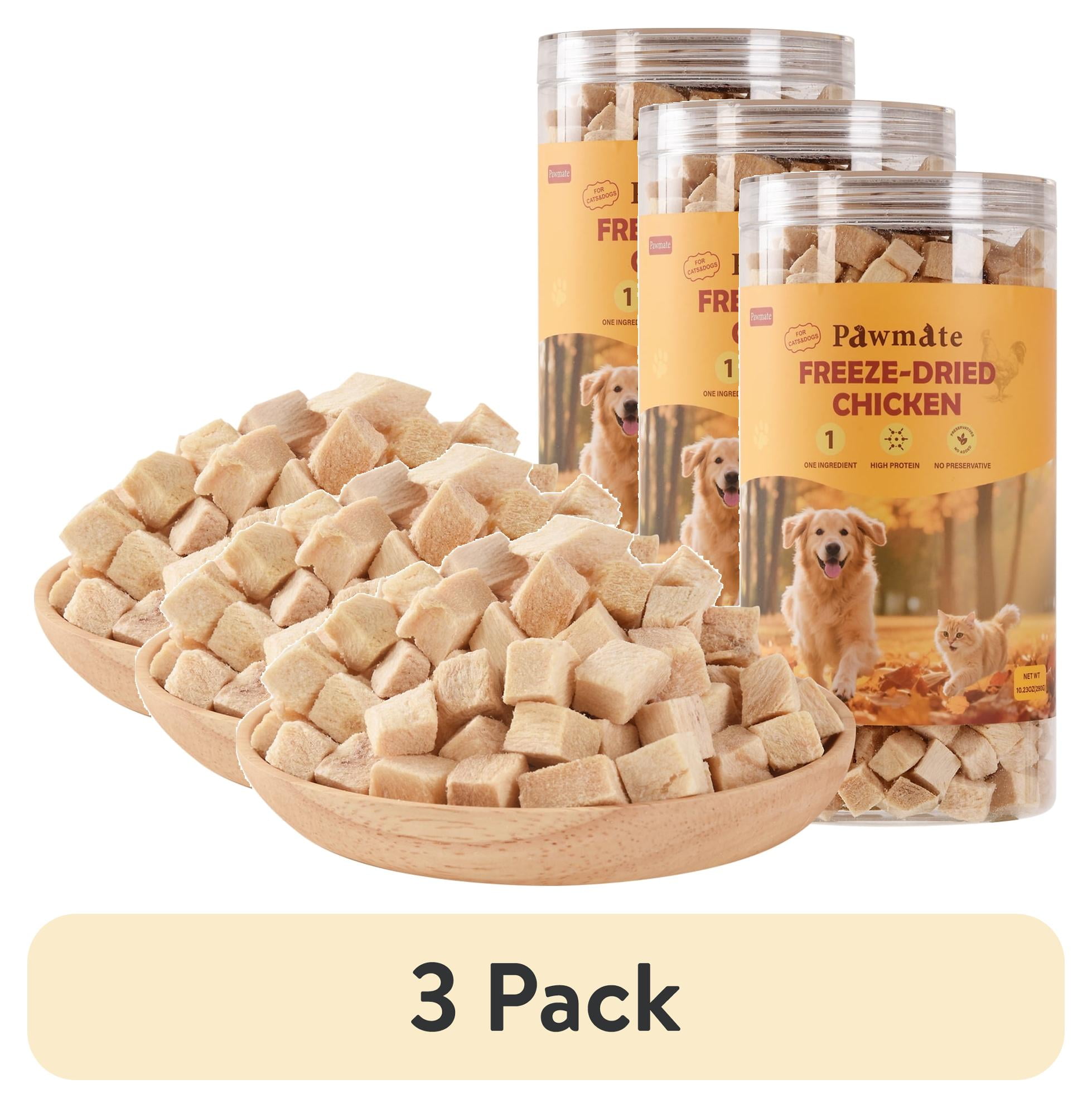 (3 pack) PAWMATE Freeze Dried Chicken Treats for Dogs & Cats, Healthy ...