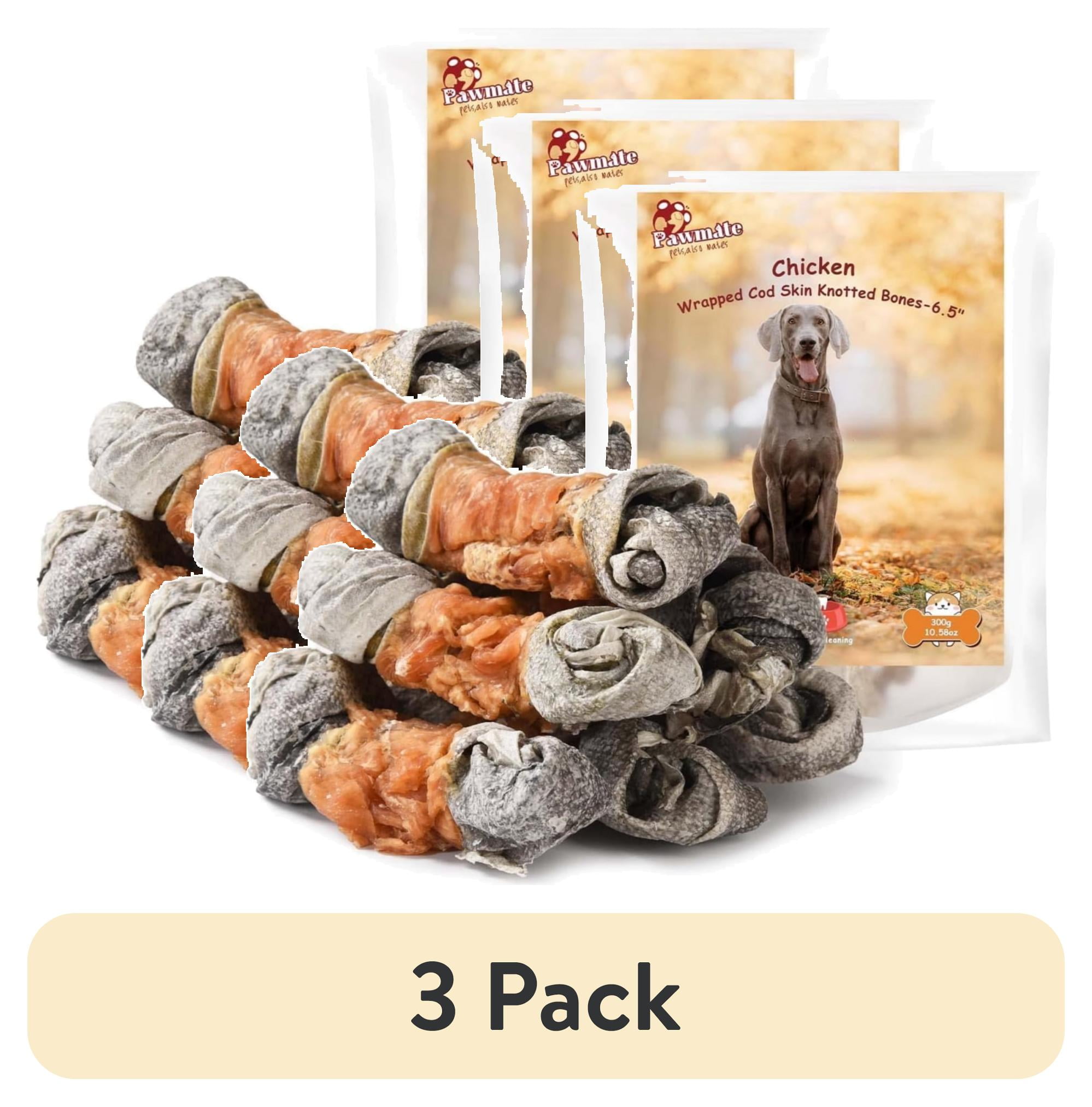 (3 pack) Pawmate Chicken Wrapped 6.5" Cod Fish Skin Dog Treats, Omega3 ...