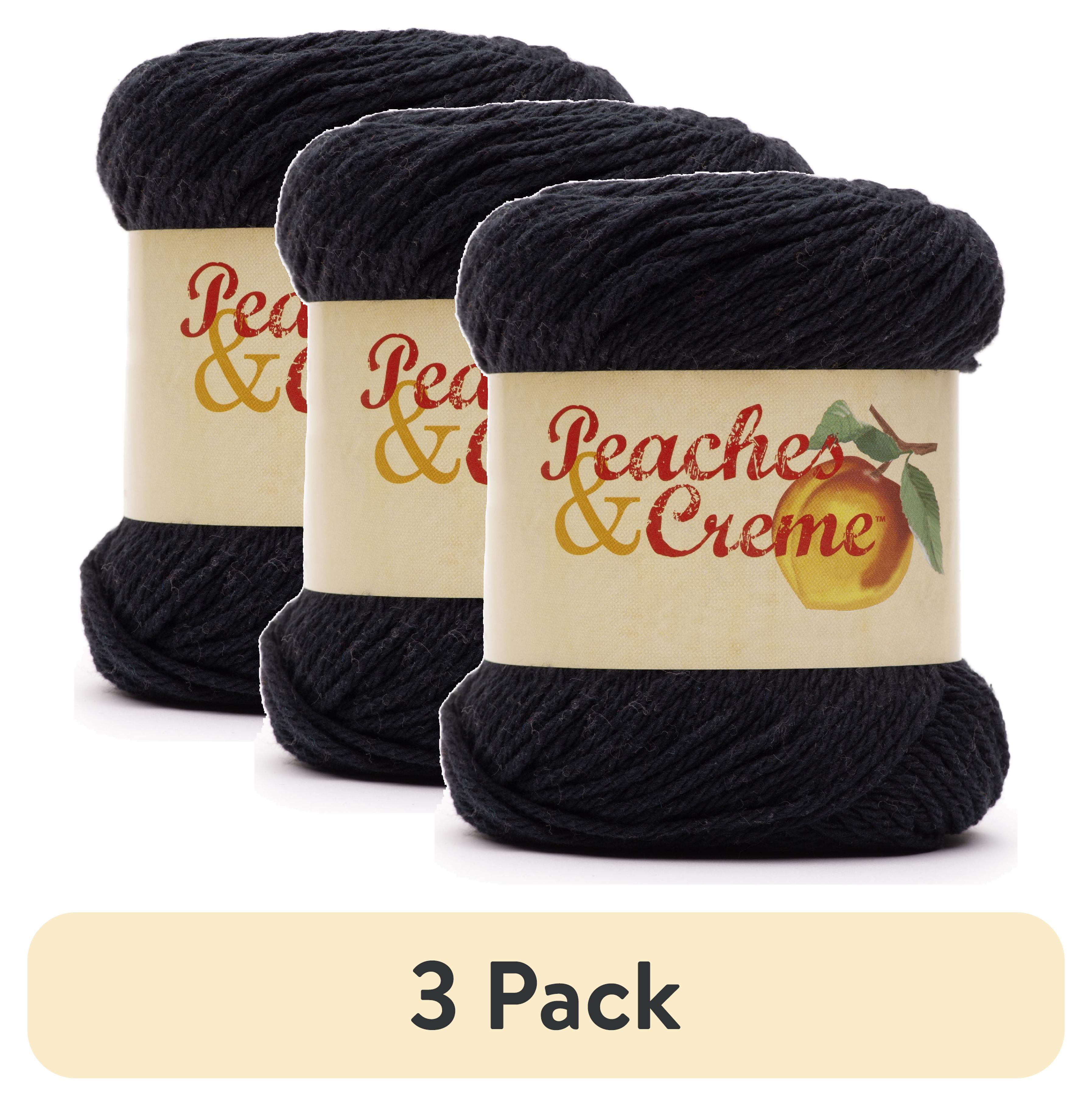(3 pack) Peaches & Creme Solid 4 Medium Cotton Yarn, Black 2.5oz/70.9g ...