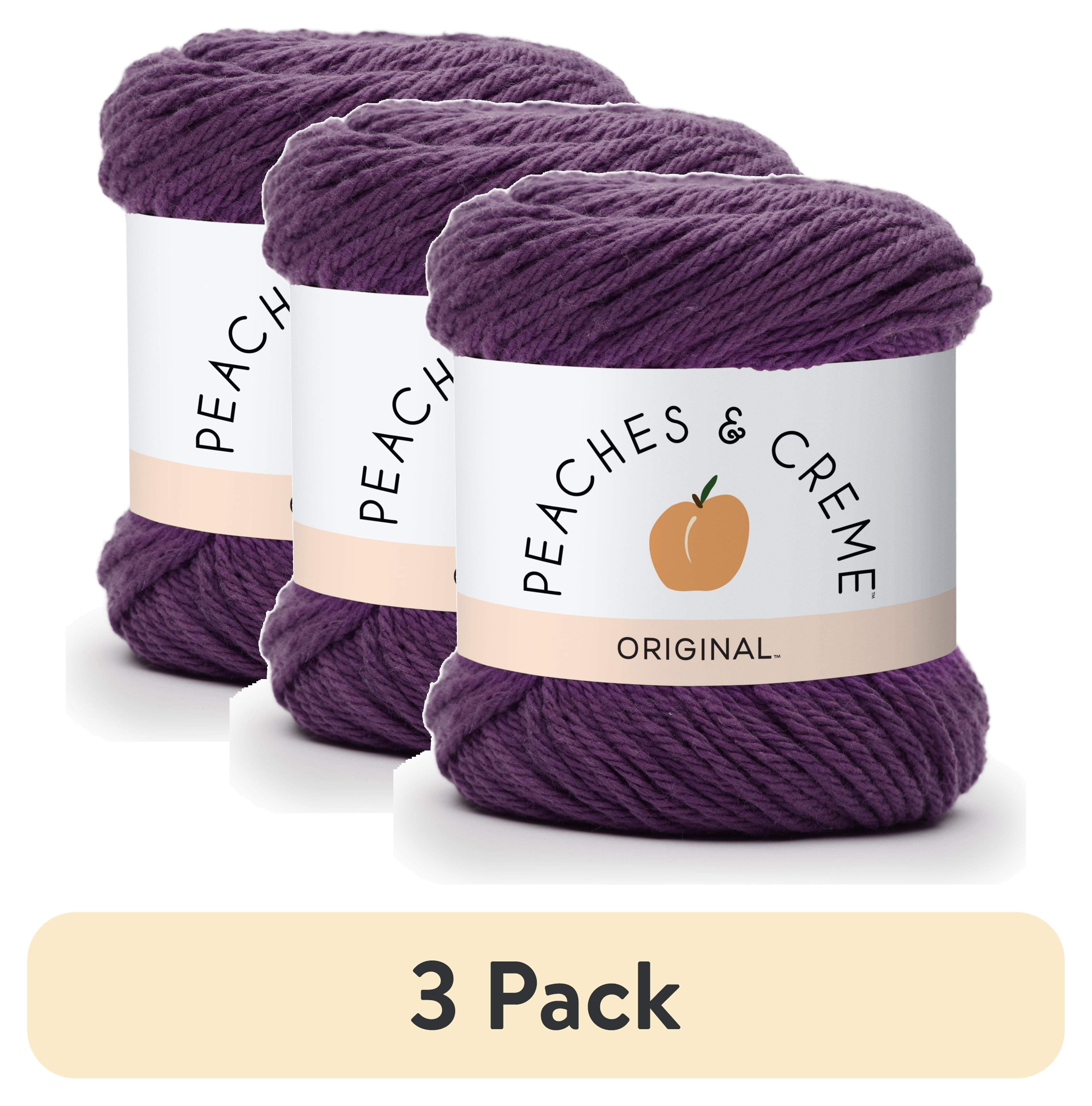 (3 pack) Peaches & Creme Solid 4 Medium Cotton Yarn, Black Currant 2 ...