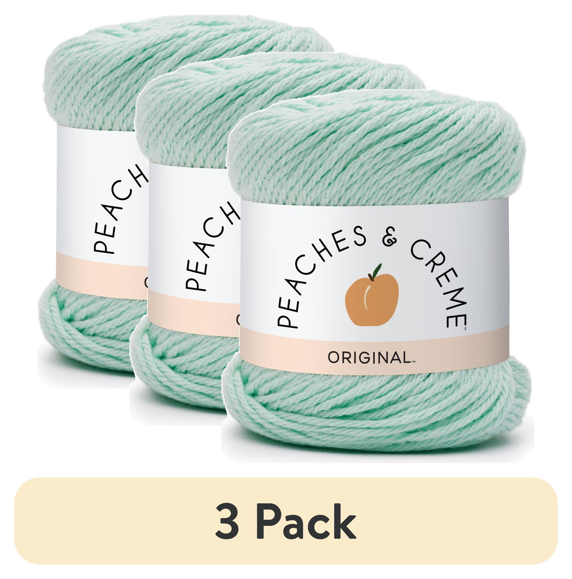 (3 pack) Peaches & Creme Solid 4 Medium Cotton Yarn, Mint 2.5oz/70.9g ...