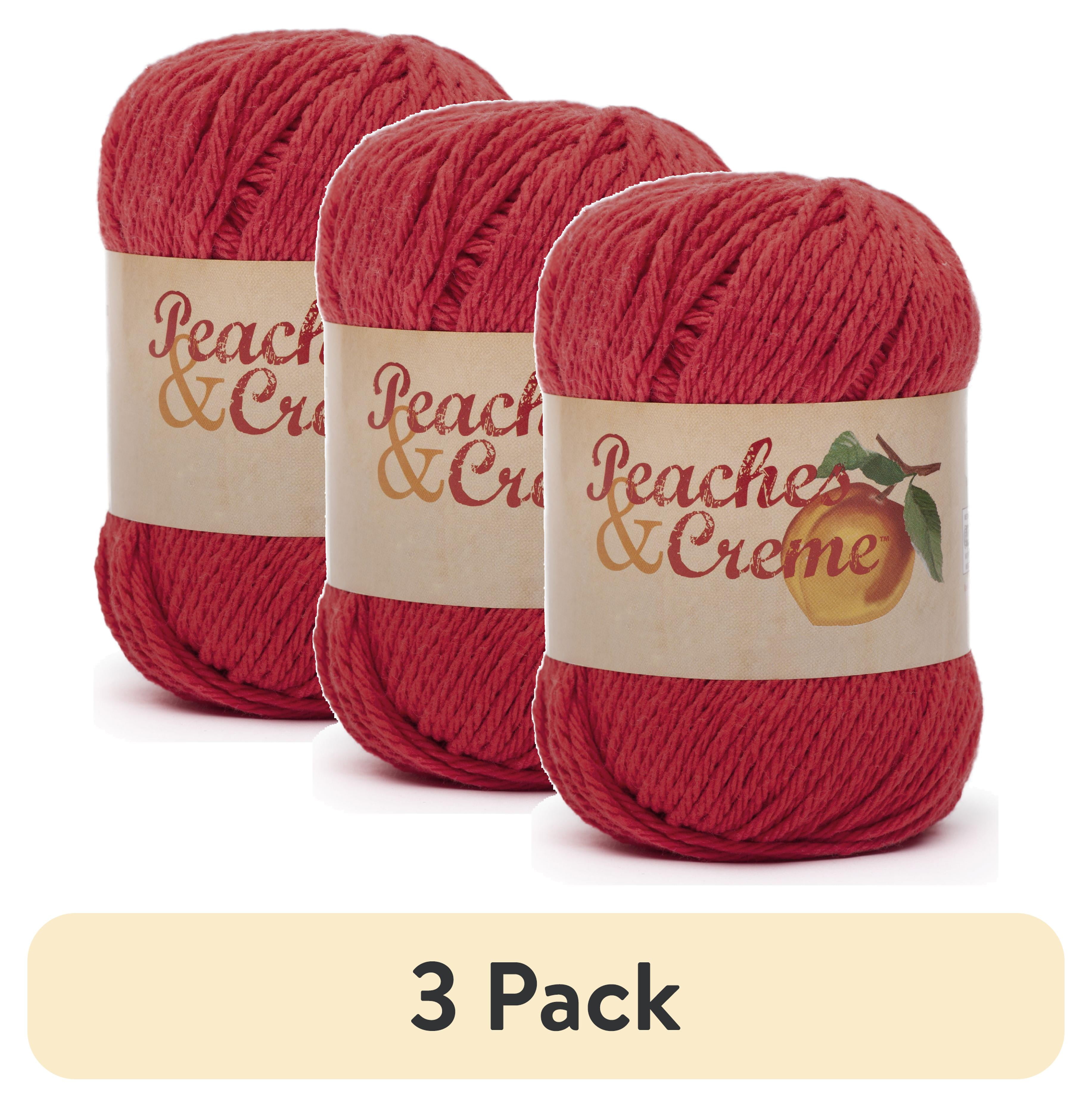(3 pack) Peaches & Creme Solid 4 Medium Cotton Yarn, Red 2.5oz/70.9g ...