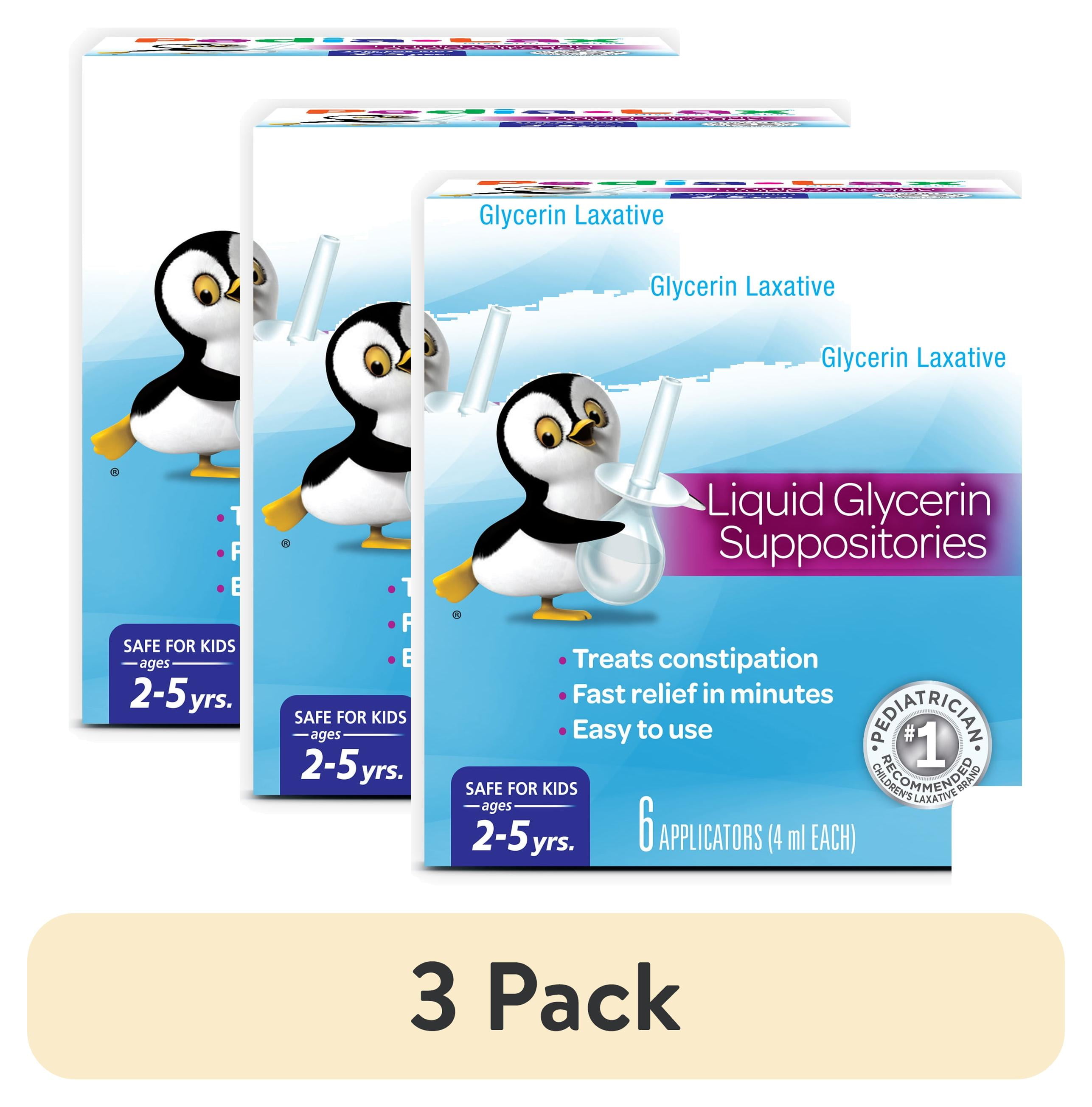 (3 pack) Pedia-Lax Laxative Liquid Glycerin Suppositories for Kids ...