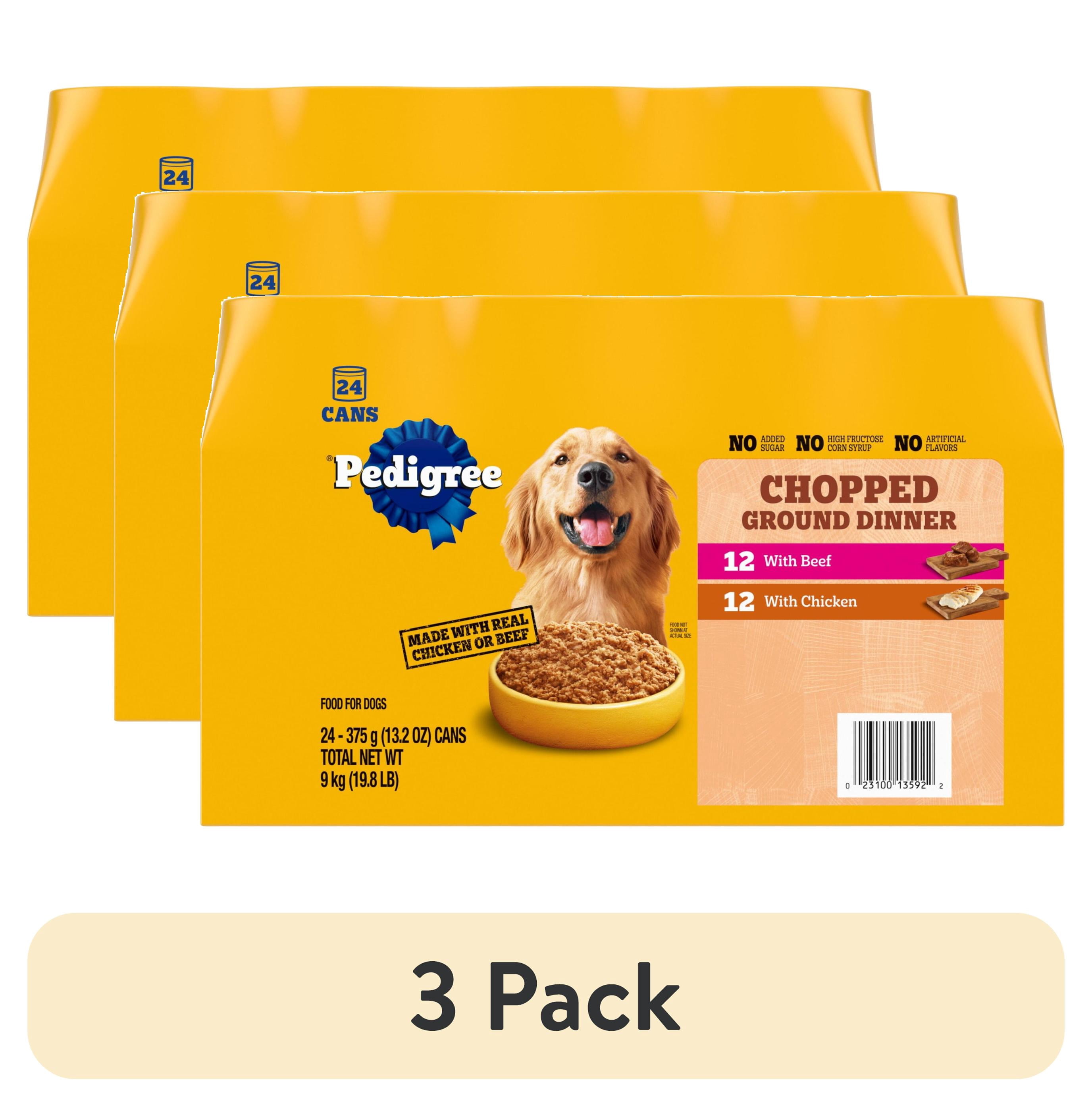 (3 pack) Pedigree Chopped Ground Dinner Chicken & Beef Variety Pack Wet ...