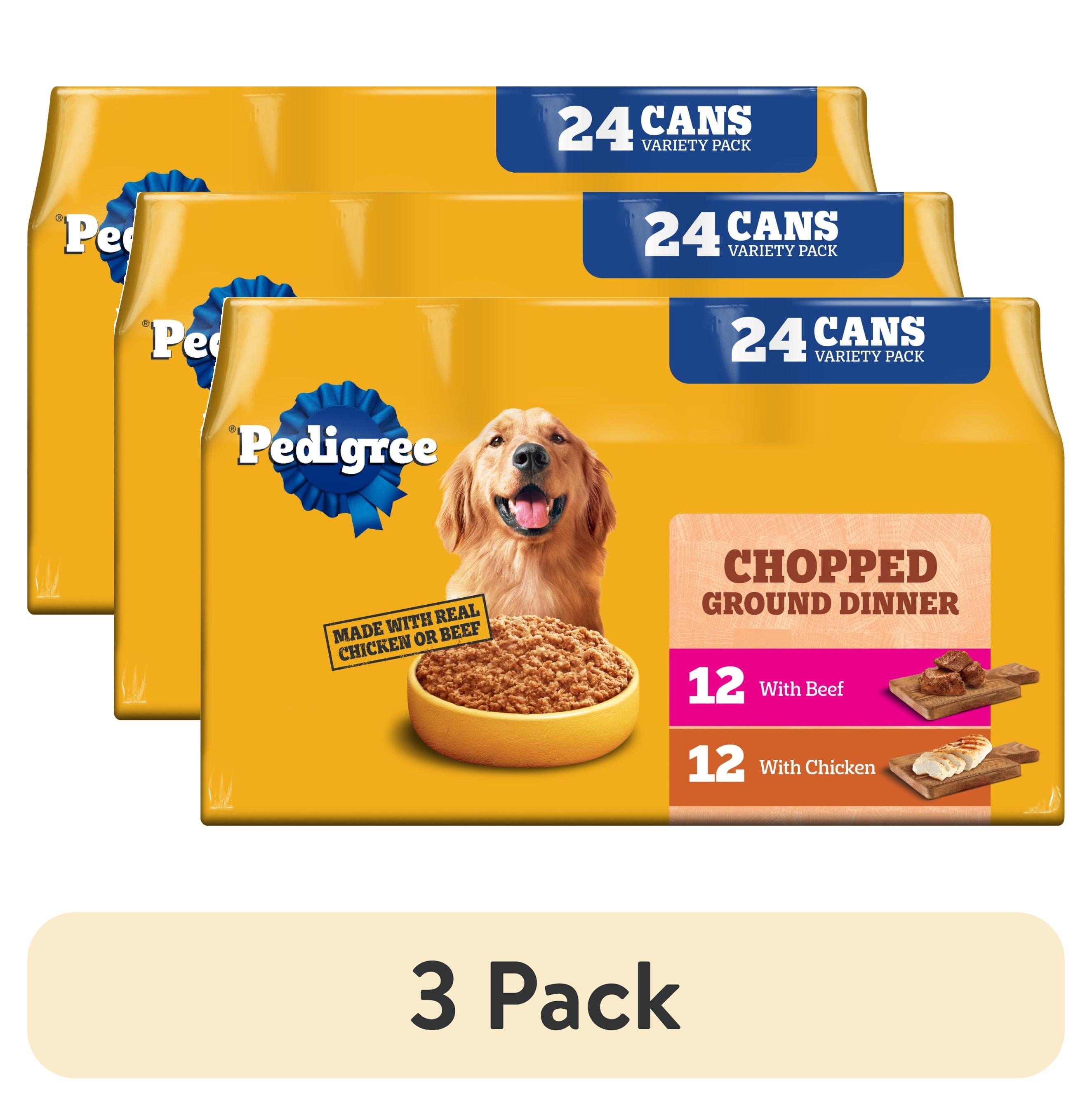 (3 pack) Pedigree Chopped Ground Dinner Chicken & Beef Variety Pack Wet ...