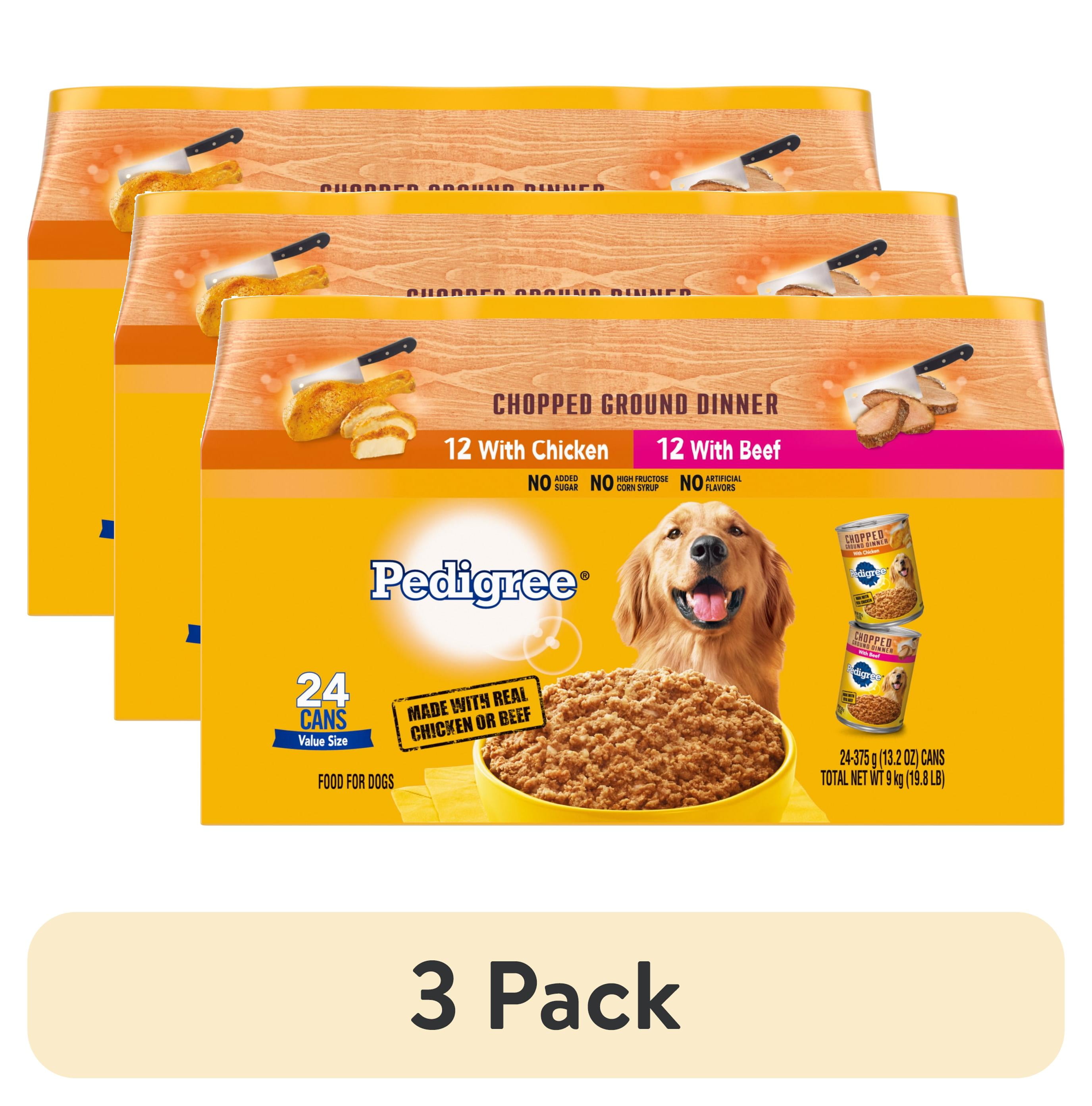(3 pack) Pedigree Chopped Ground Dinner Chicken & Beef Variety Pack Wet ...