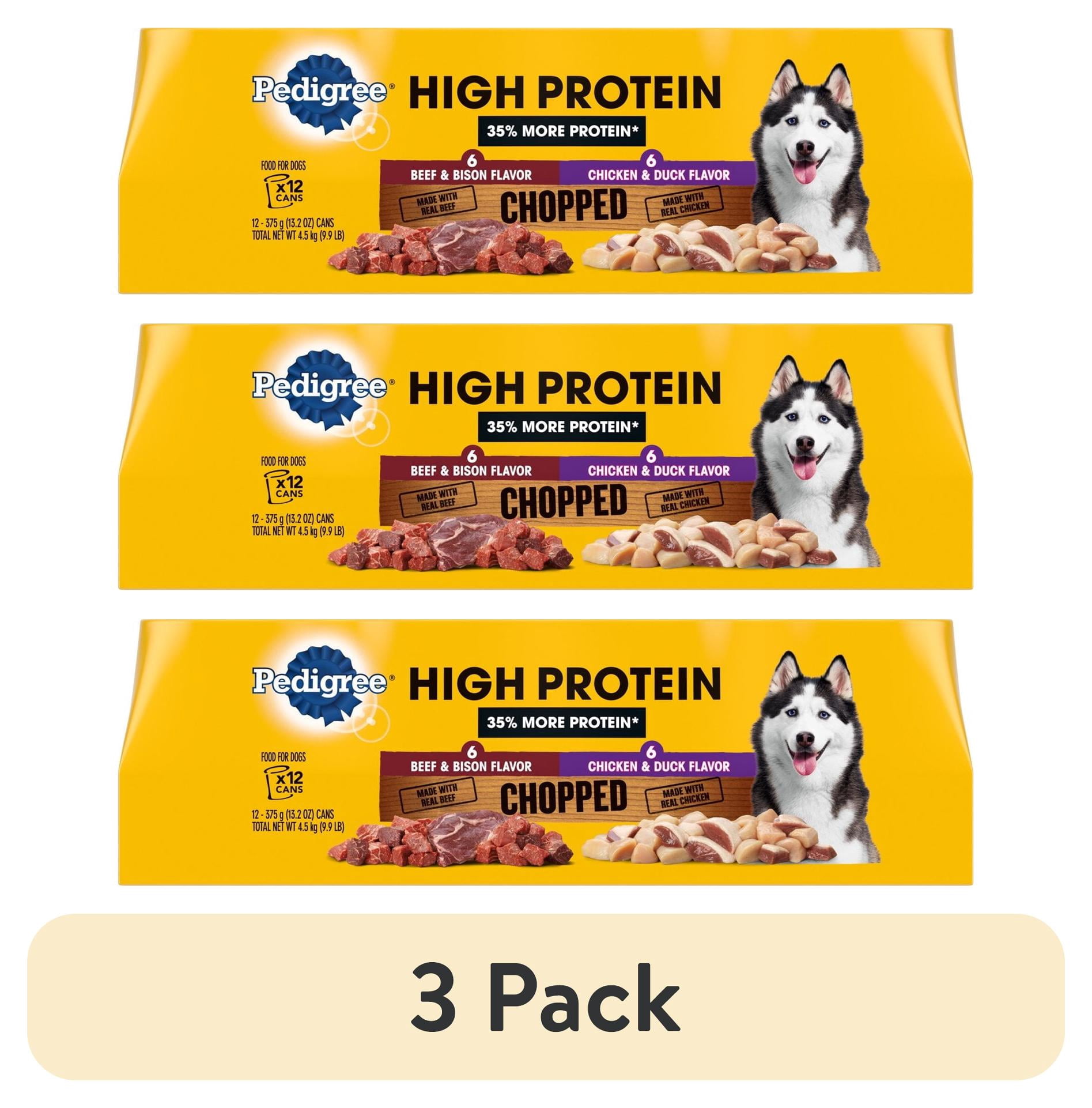 (3 pack) Pedigree High Protein Wet Dog Food, Chicken Duck & Beef Bison ...
