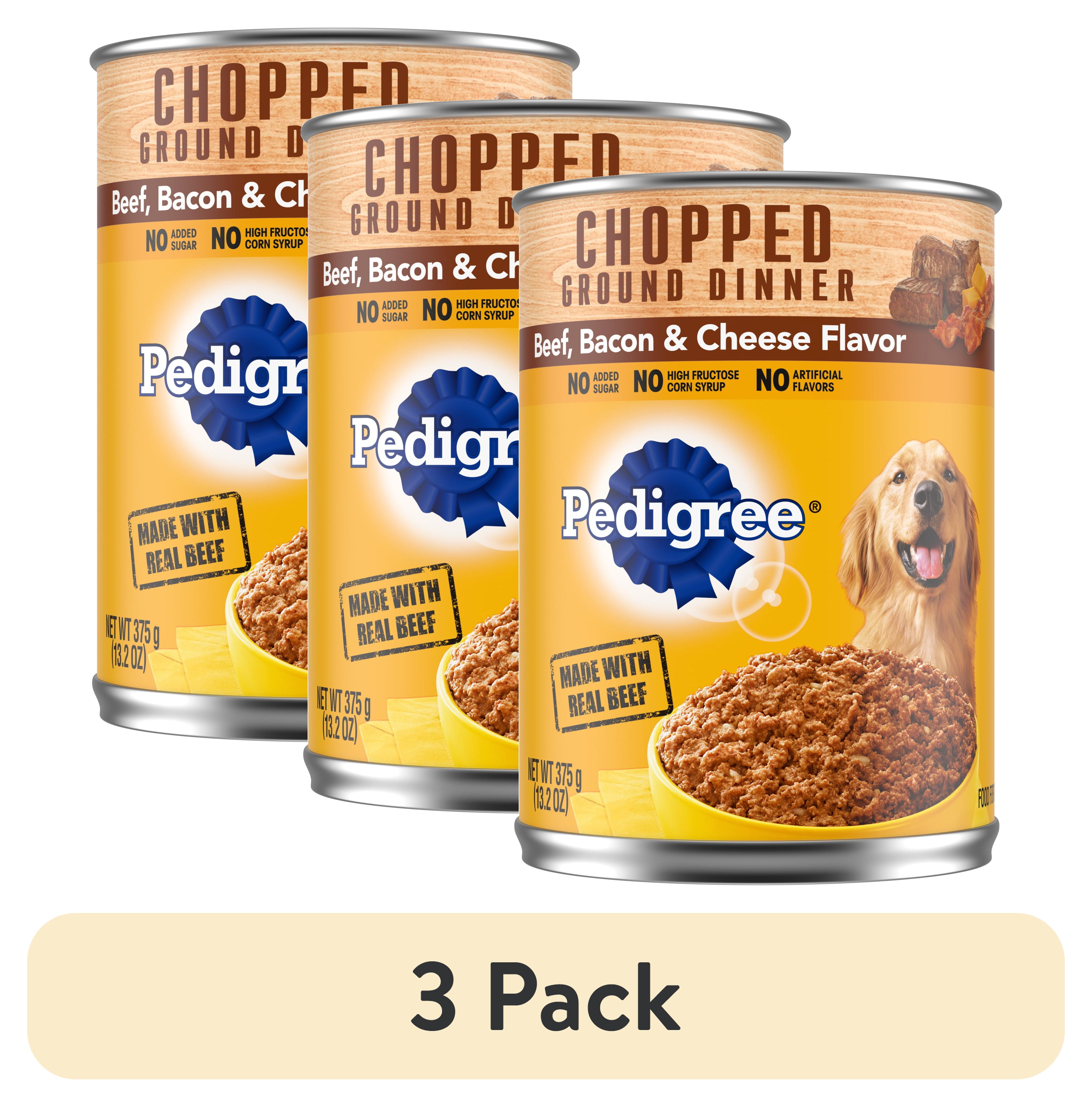 (3 pack) Pedigree Chopped Ground Dinner Beef Bacon & Cheese Flavor ...