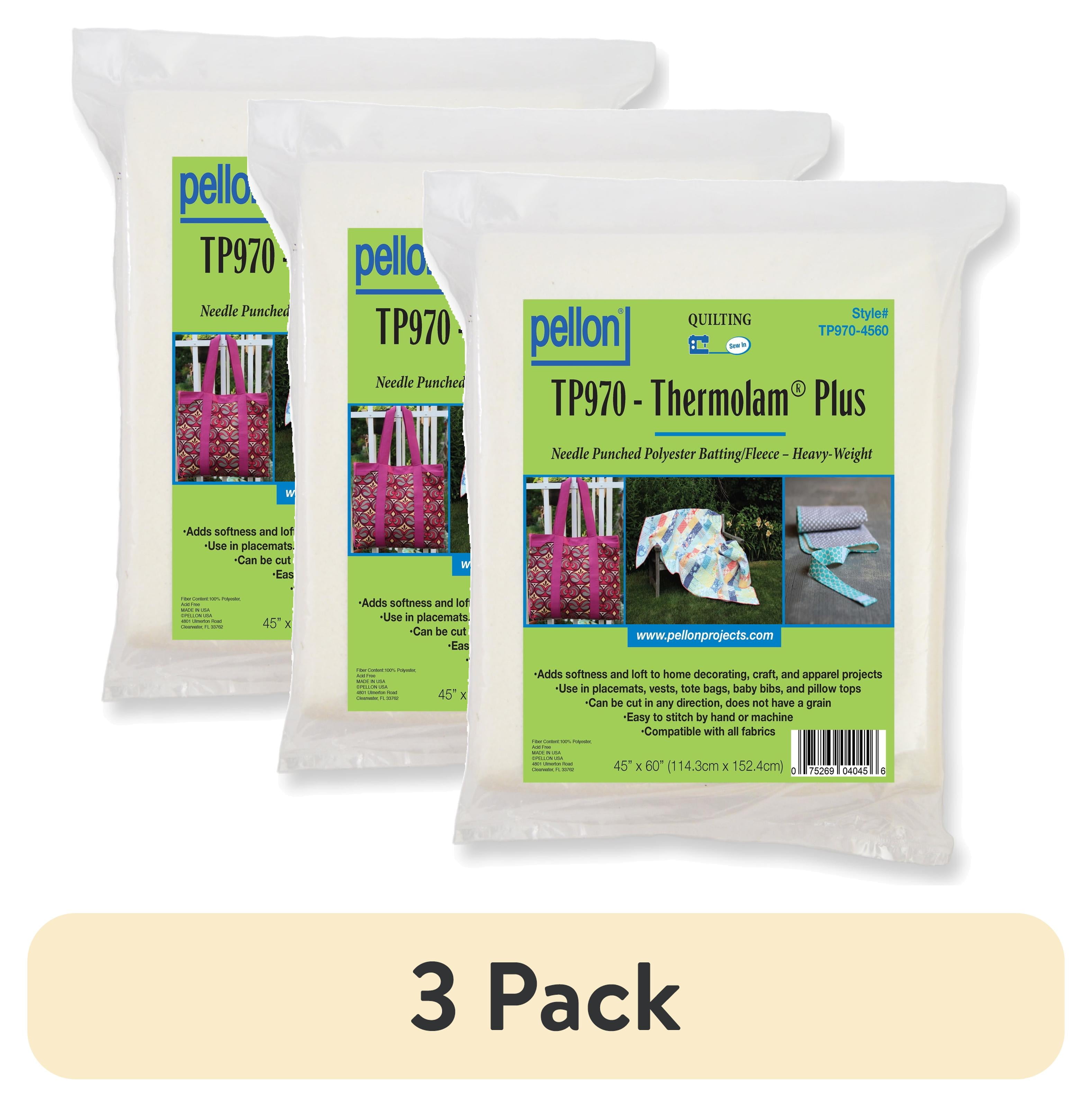 (3 pack) Pellon TP970 Polyester Fleece Fabric White. 45" x 60" Precut ...