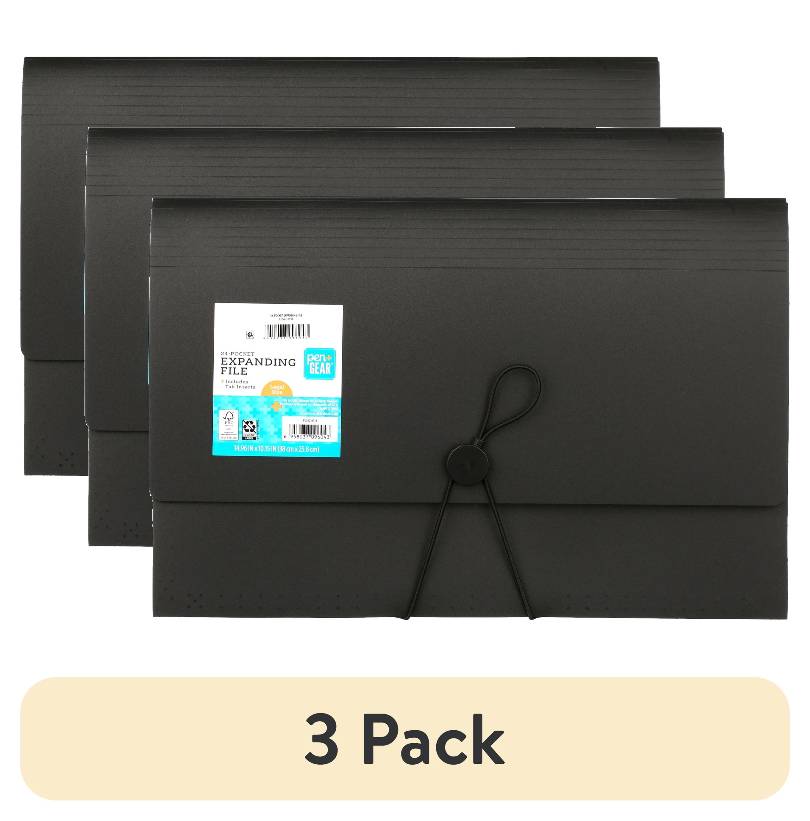 (3 pack) Pen+Gear 24-Pocket Poly Expanding File Organizer, Black File ...