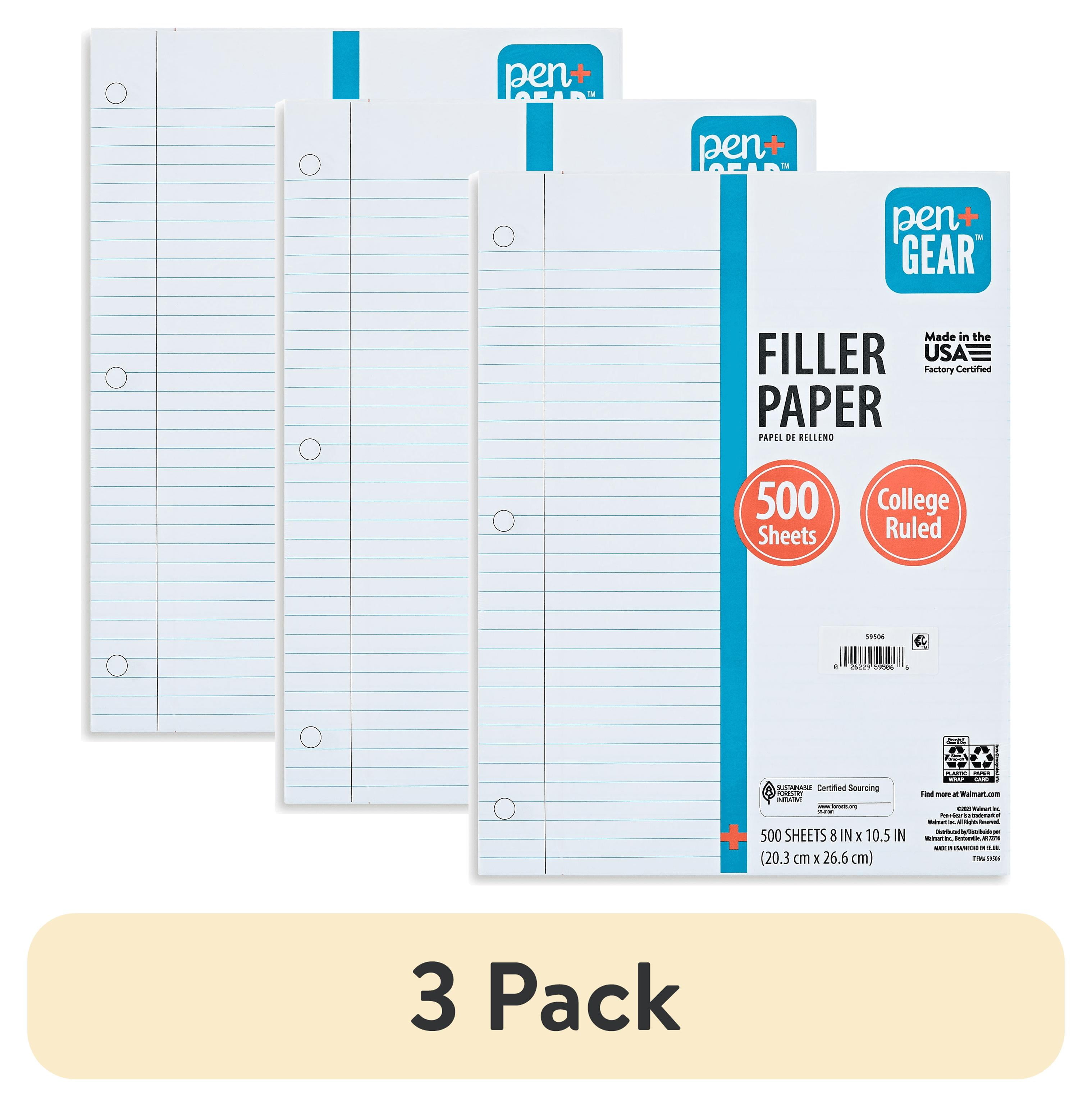 (3 pack) Pen+Gear 500ct Filler Paper, 10.5 x 8 CR - Walmart.com