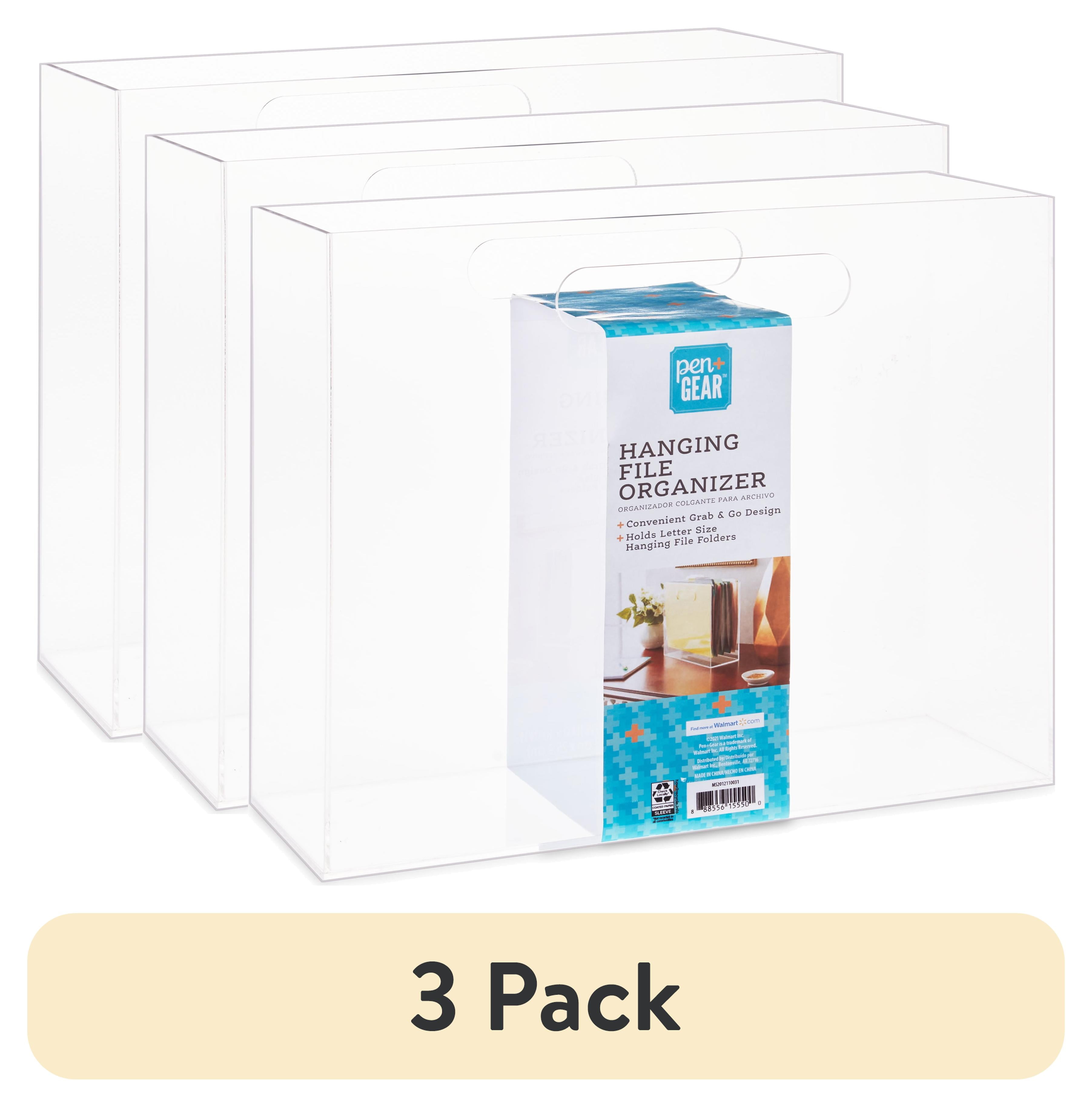 (3 pack) Pen+Gear Acrylic Hanging Portable File Organizer with Handles ...