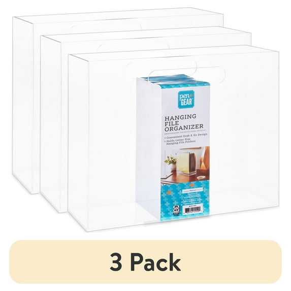 (3 pack) Pen+Gear Acrylic Hanging Portable File Organizer with Handles ...