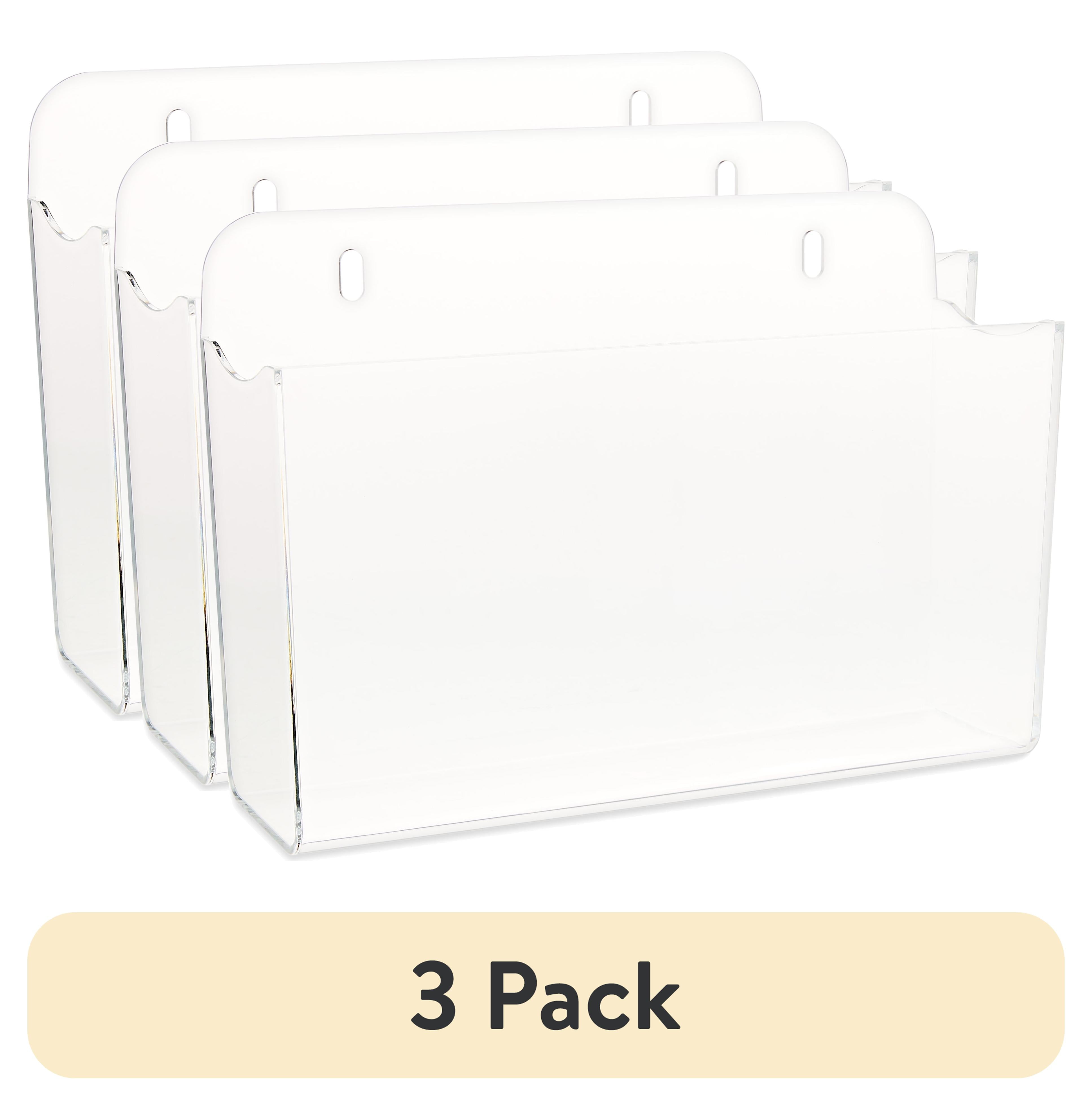 (3 pack) Pen+Gear Acrylic Wall Pocket, 12.28"x3.89"x8.66", Clear, File ...