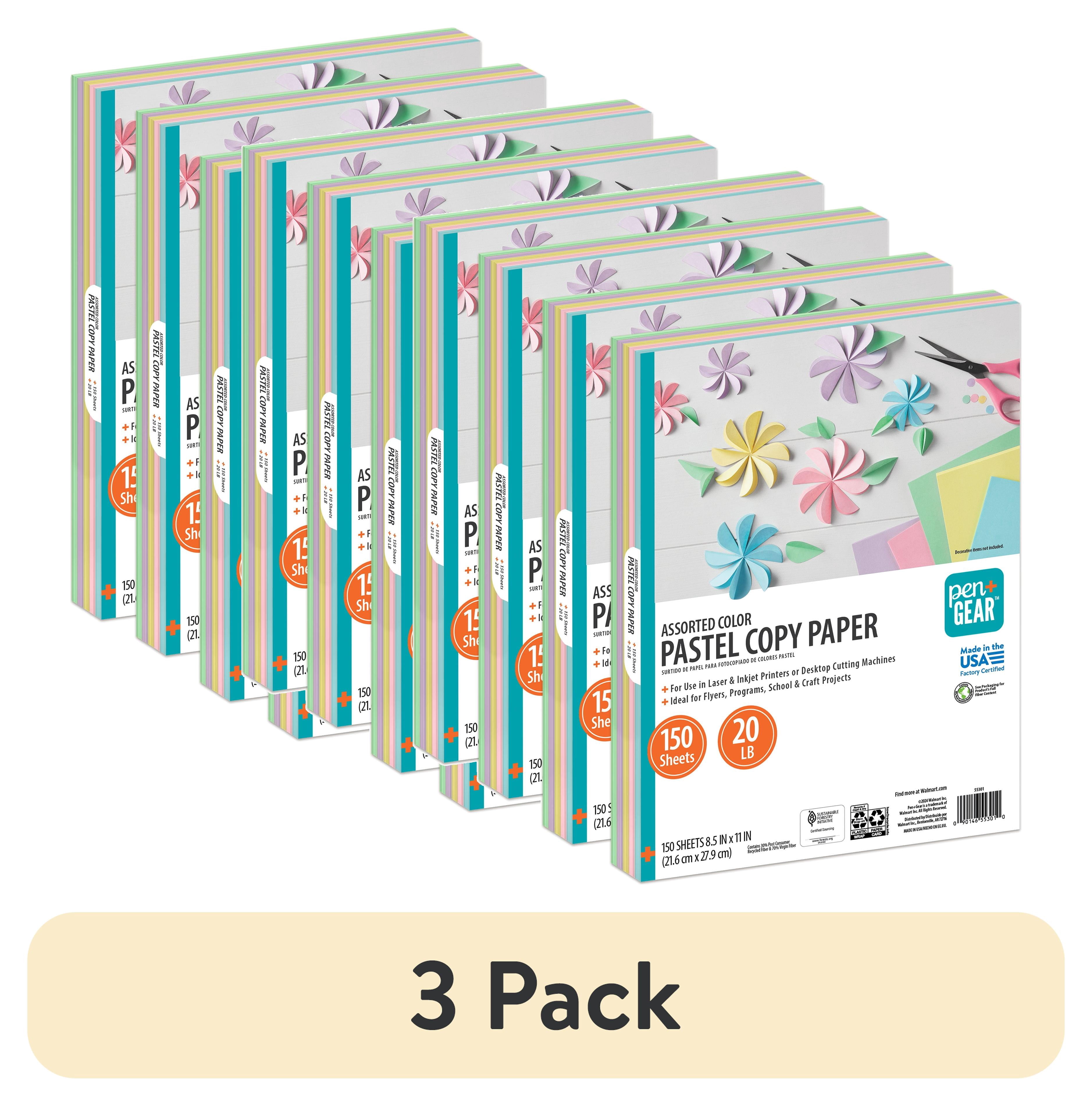 (3 pack) Pen+Gear Assorted Pastel Copy Paper, 8.5" x 11", 20 lb, 600 ...