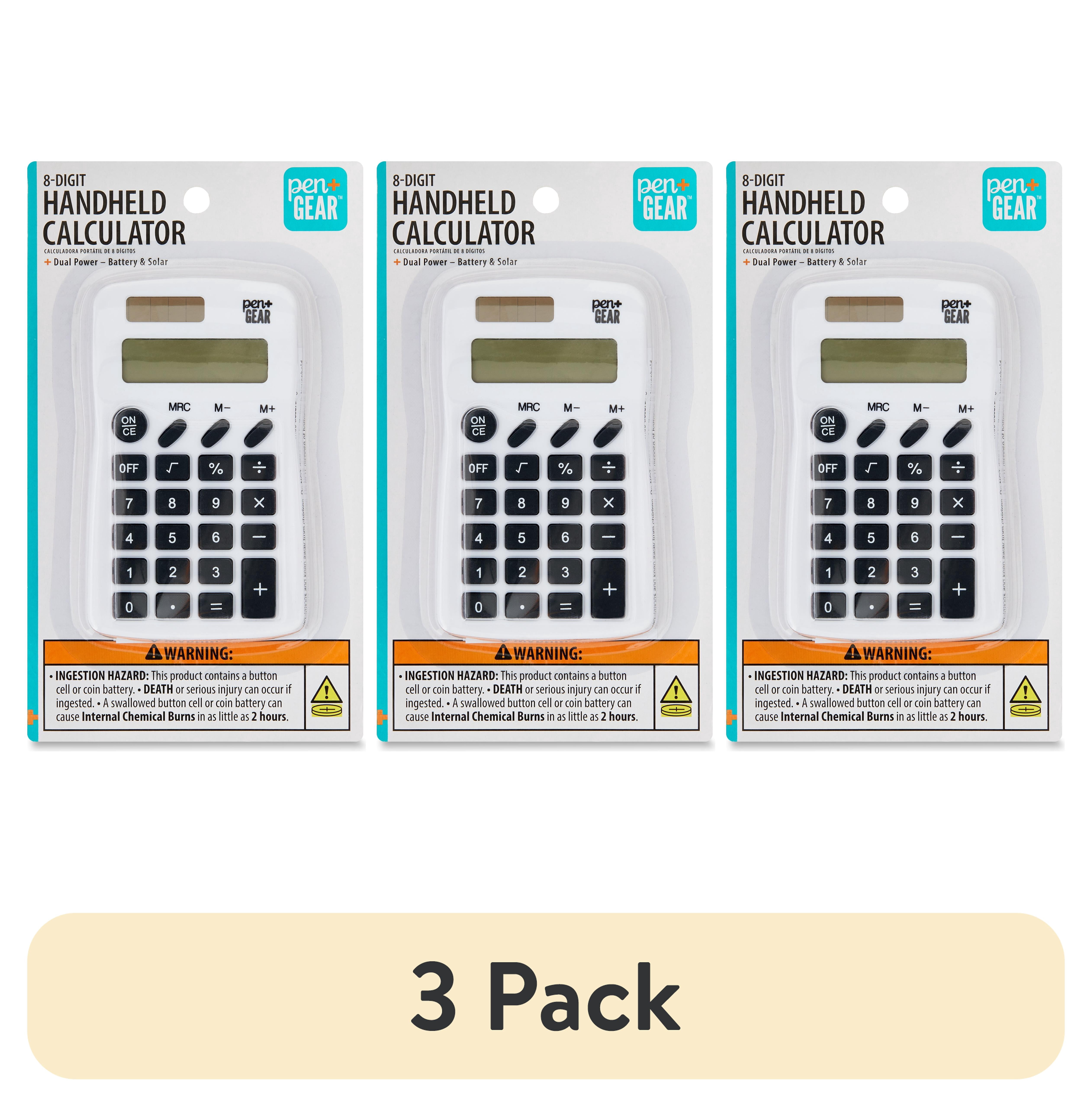 (3 pack) Pen+Gear Basic Calculator, 8-Digit Display Handheld Calculator ...
