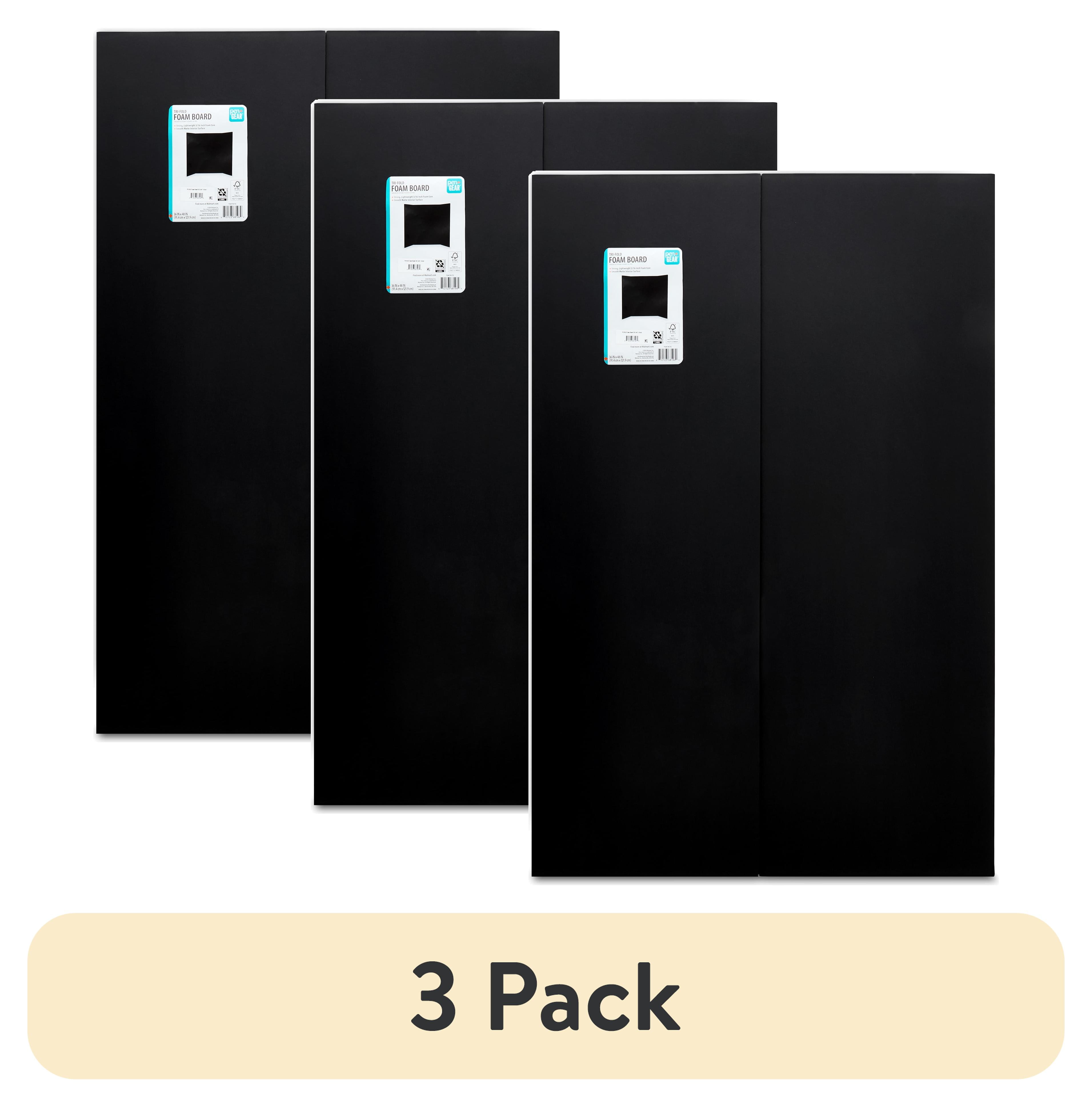(3 pack) Pen+Gear Black Tri-Fold Foam Board 36" x 48" - Walmart.com