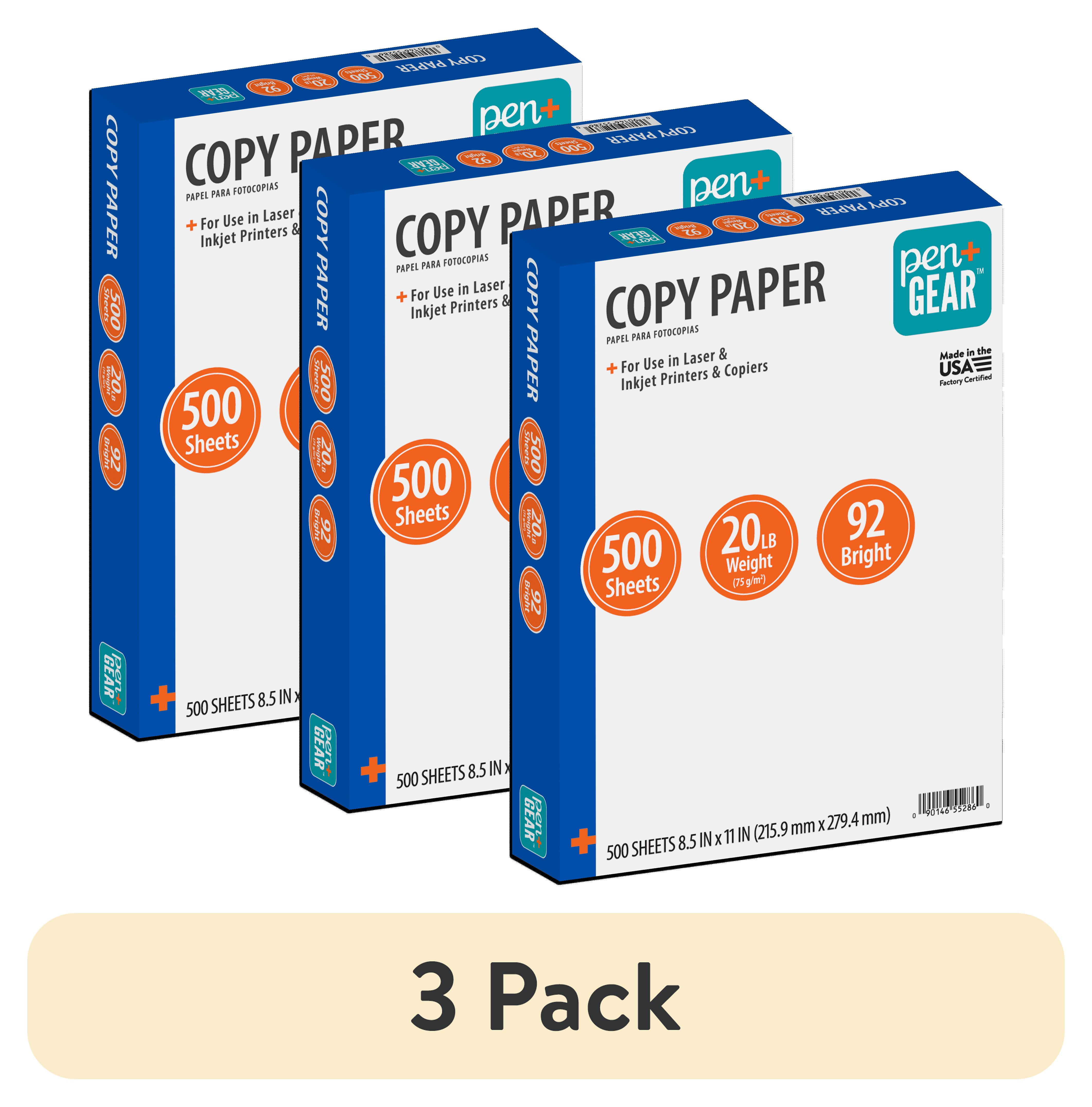 (3 pack) Pen + Gear Copy Paper, 8.5" x 11", 92 Bright, White, 20 lb., 1 ...