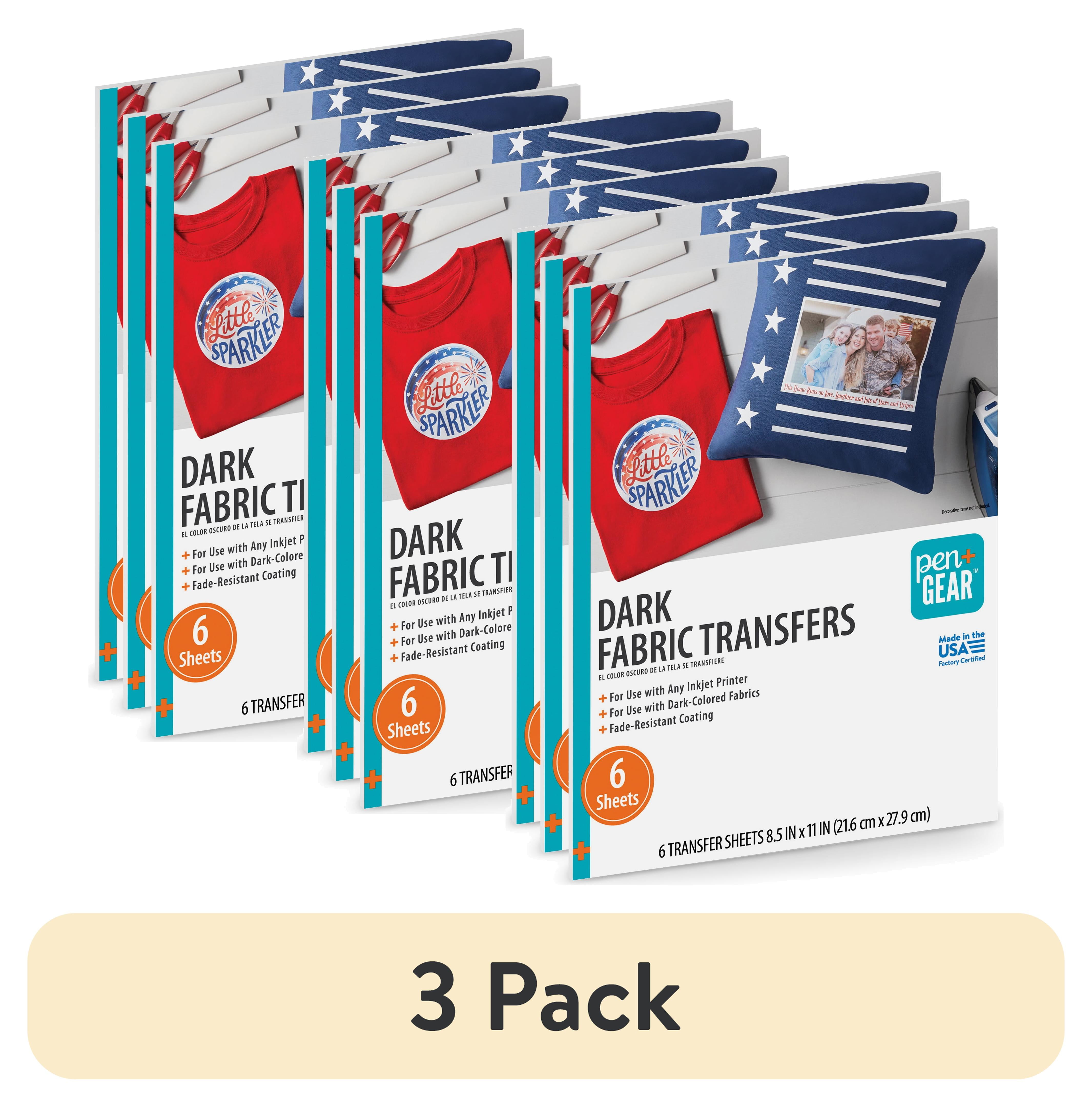 (3 pack) Pen+Gear Dark Fabric Transfer Paper, Inkjet Printable, 8.5" x ...