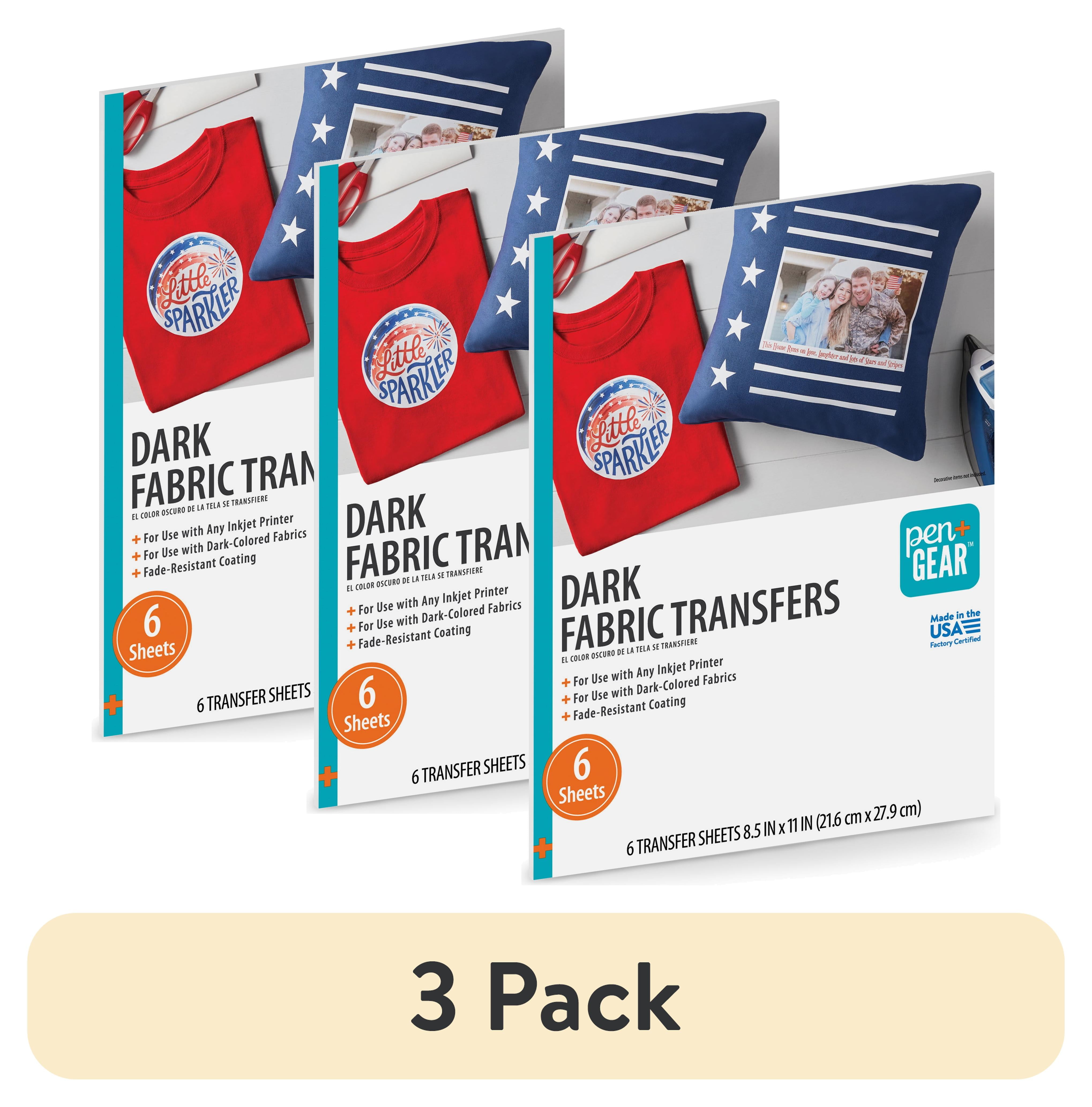 (3 pack) Pen+Gear Dark Fabric Transfer Paper, Inkjet Printable, 8.5" x ...