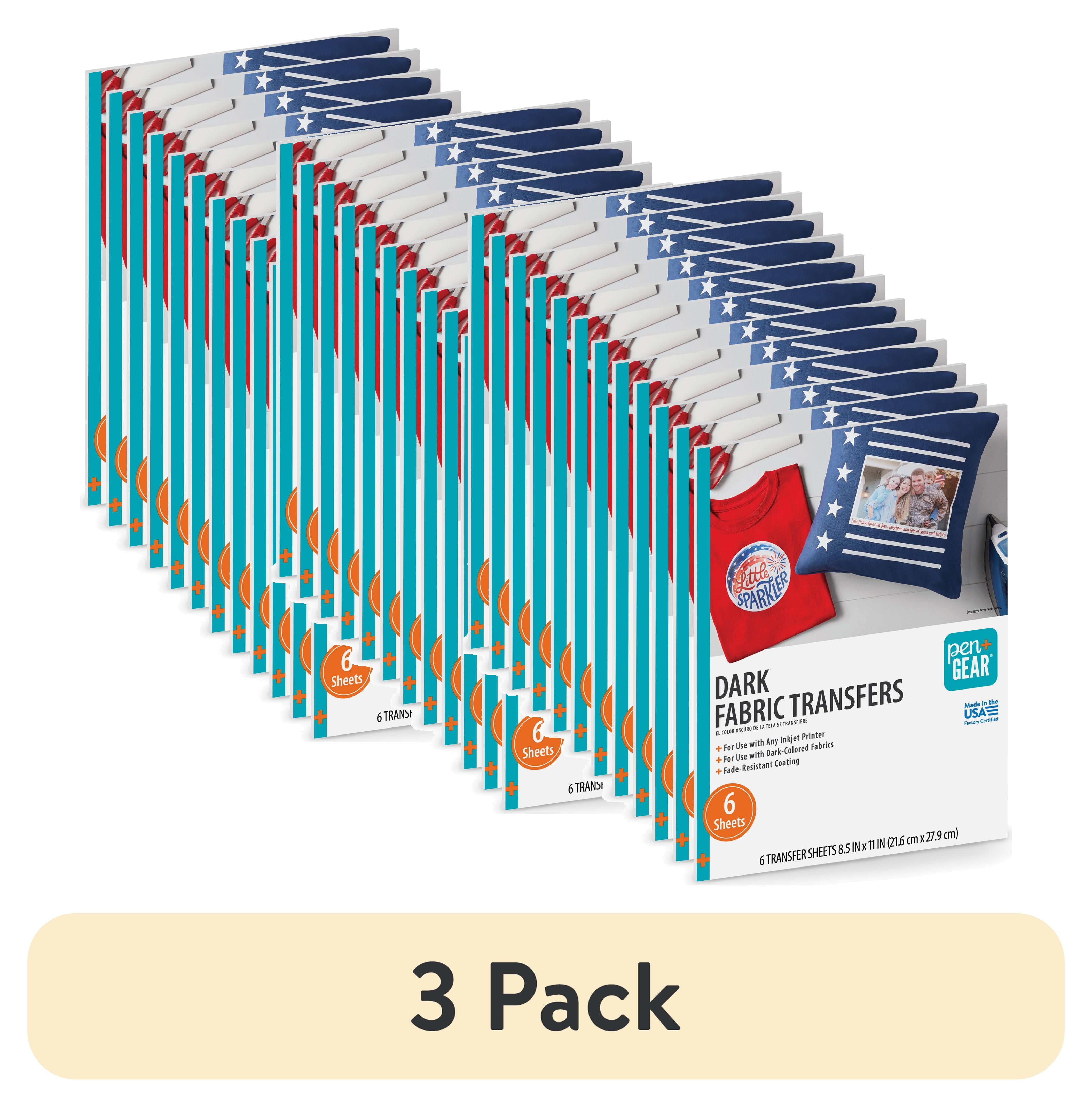 (3 pack) Pen+Gear Dark Fabric Transfer Paper, Inkjet Printable, 8.5" x ...