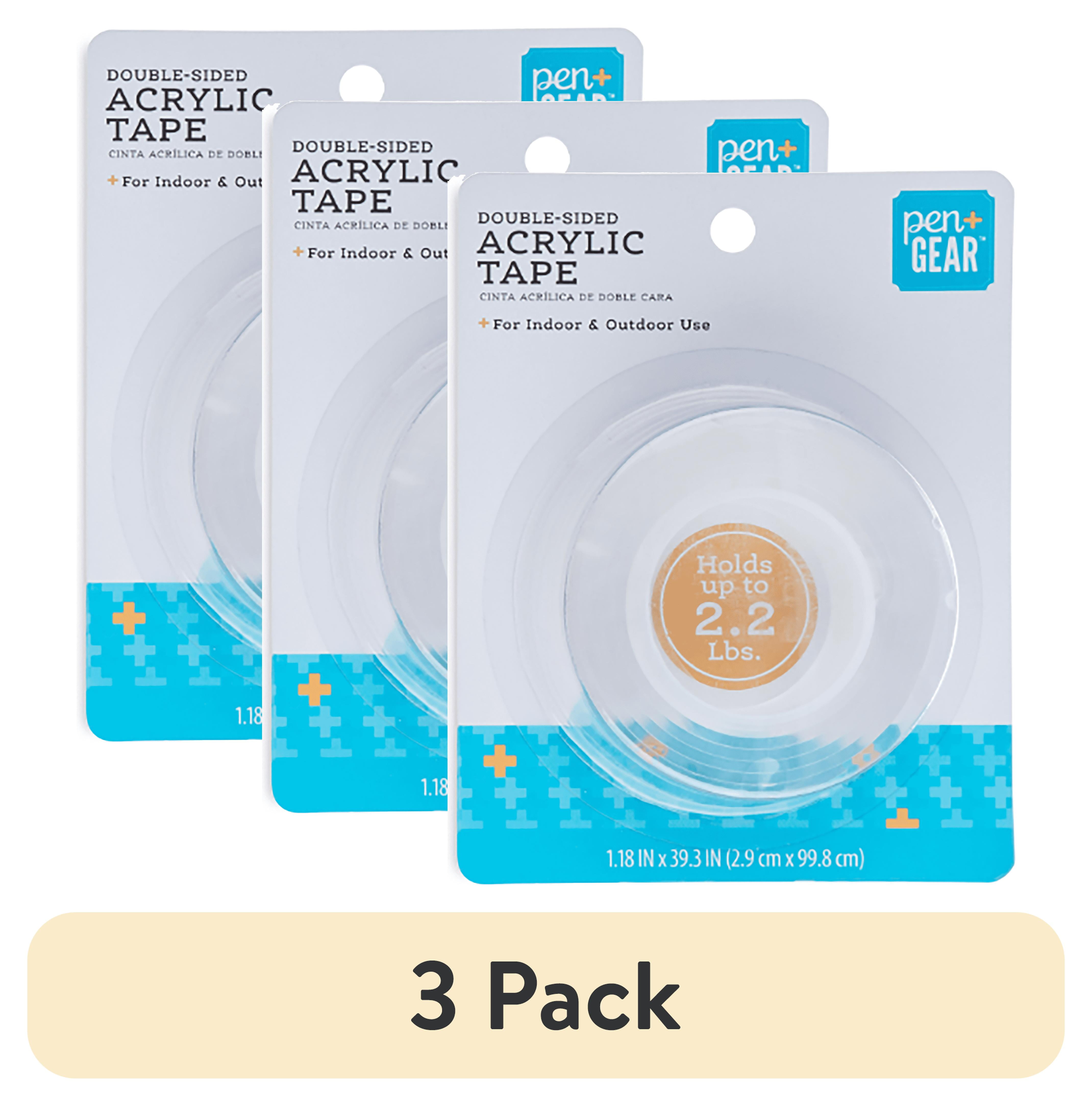 (3 pack) Pen + Gear Double-Sided Acrylic Tape, 1.18" x 39.3", Clear ...