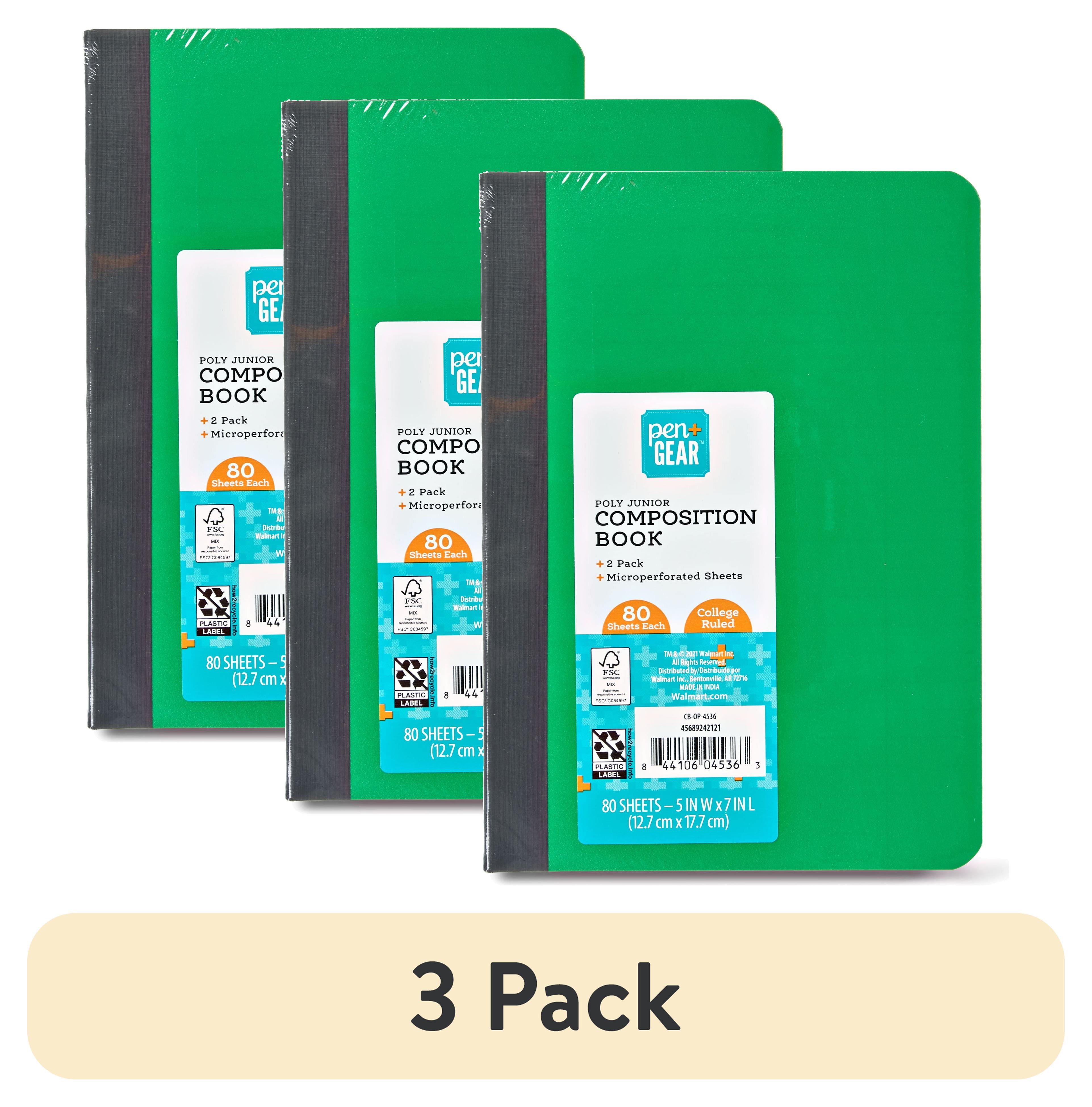 (3 pack) Pen+Gear College Ruled Poly Composition Book, 5x7, 80 Sheets ...