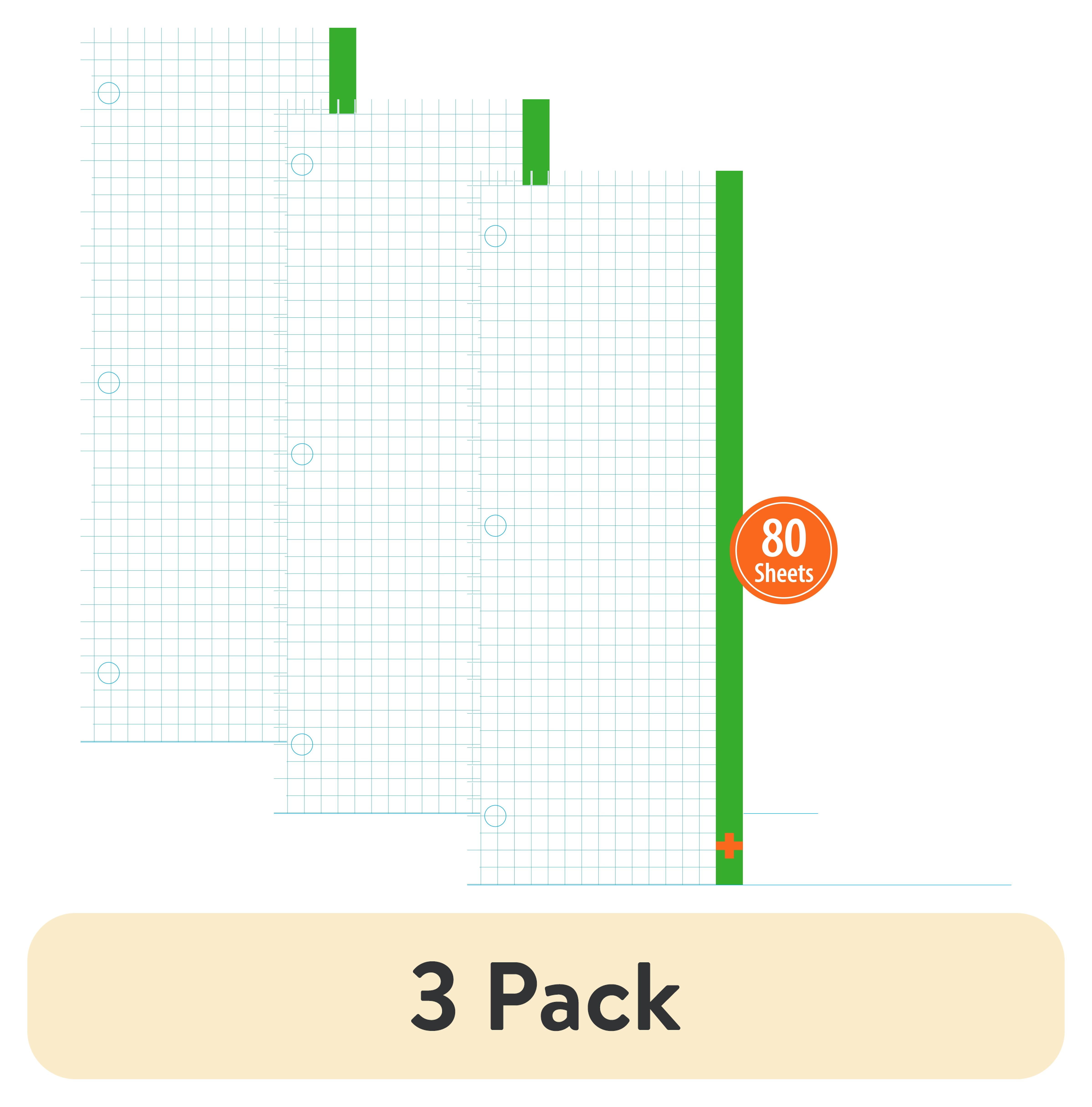 (3 pack) Pen+Gear Quad Filler Paper, Graph Ruled 4x4, 80 Sheets, 8" x ...