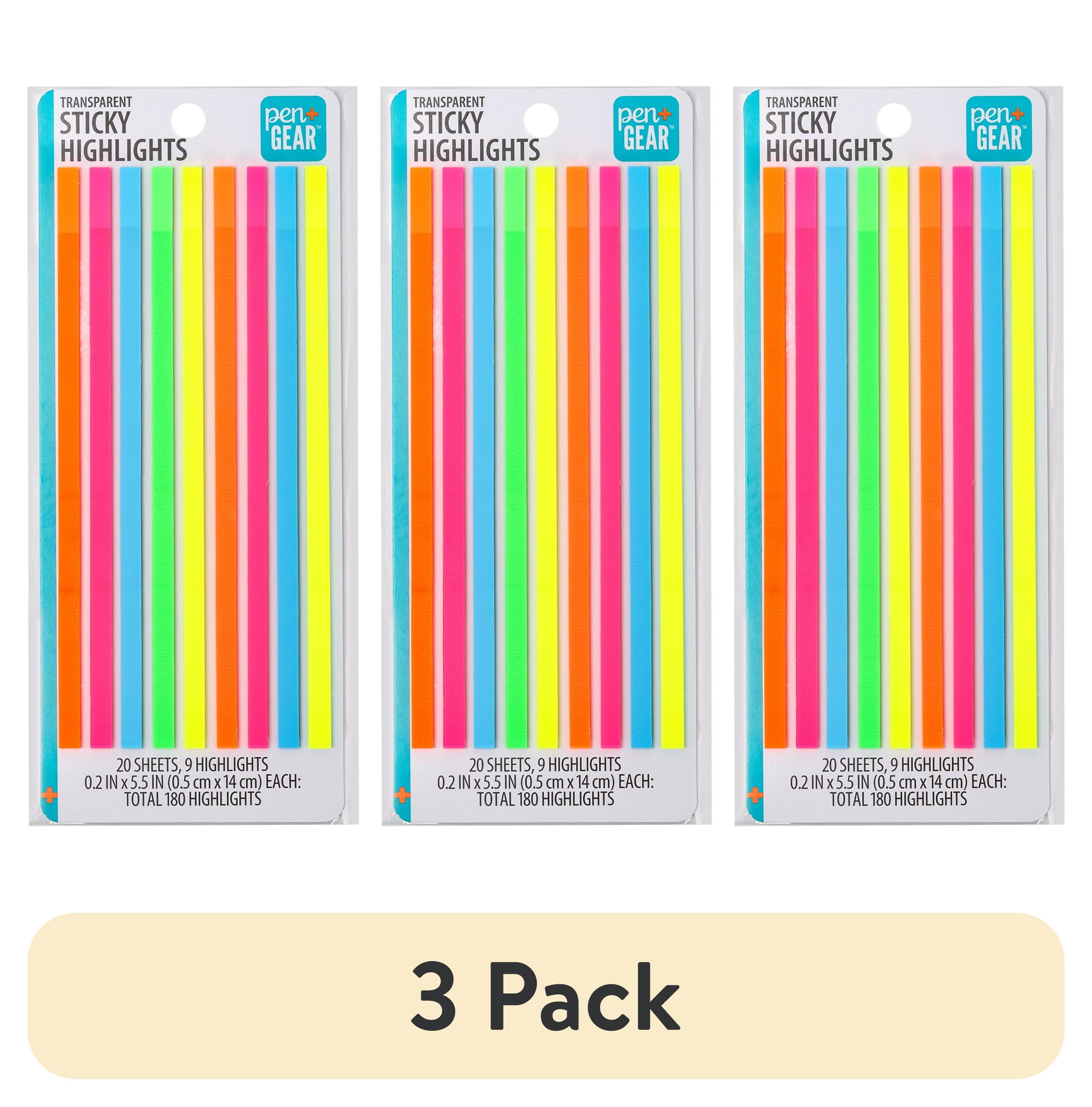 (3 pack) Pen + Gear Transparent Sticky Highlights, 0.2x5.5 Inch ...