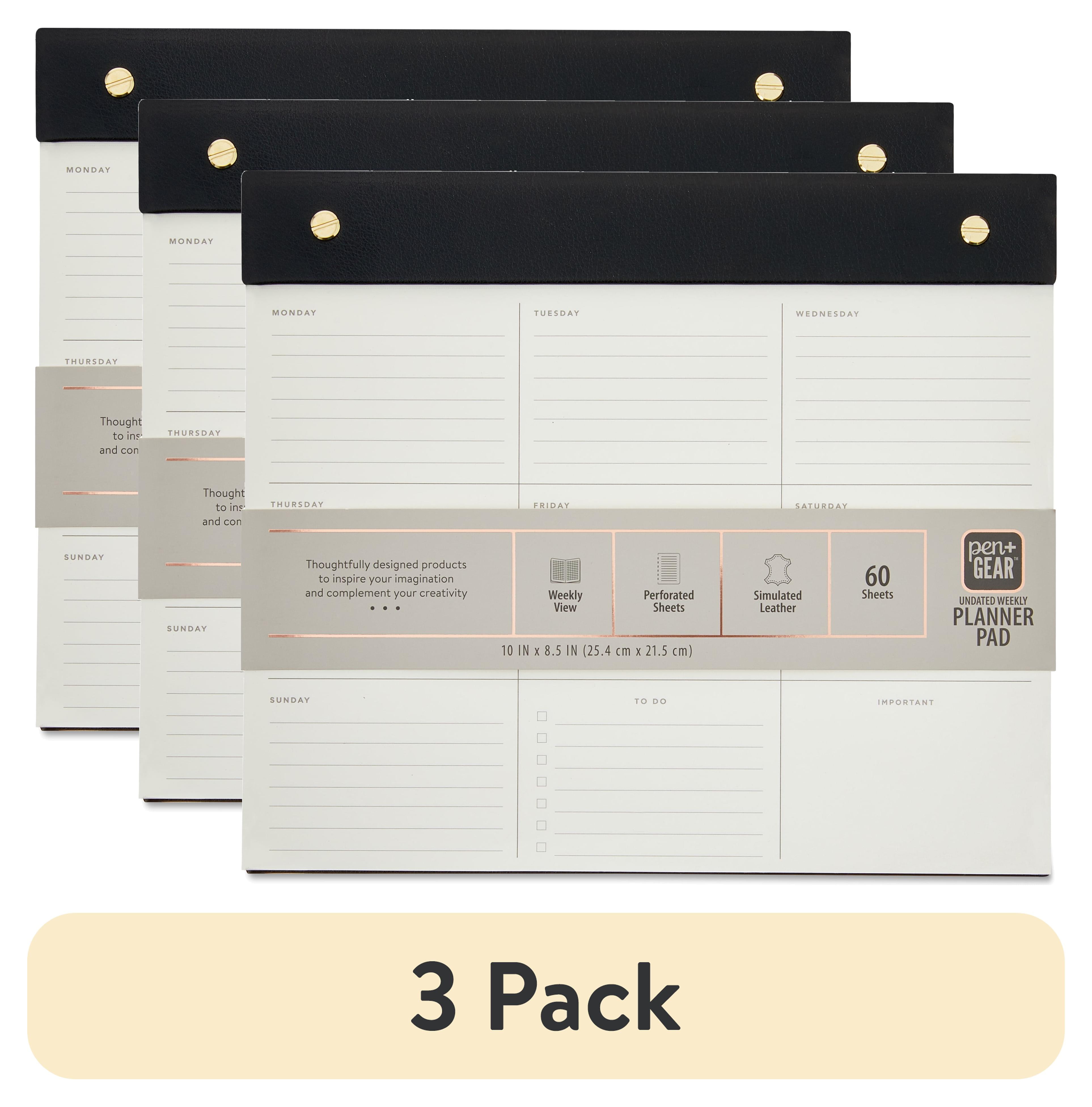 (3 pack) Pen+Gear Weekly Planner Pad, Undated, Rich Black Simulated ...