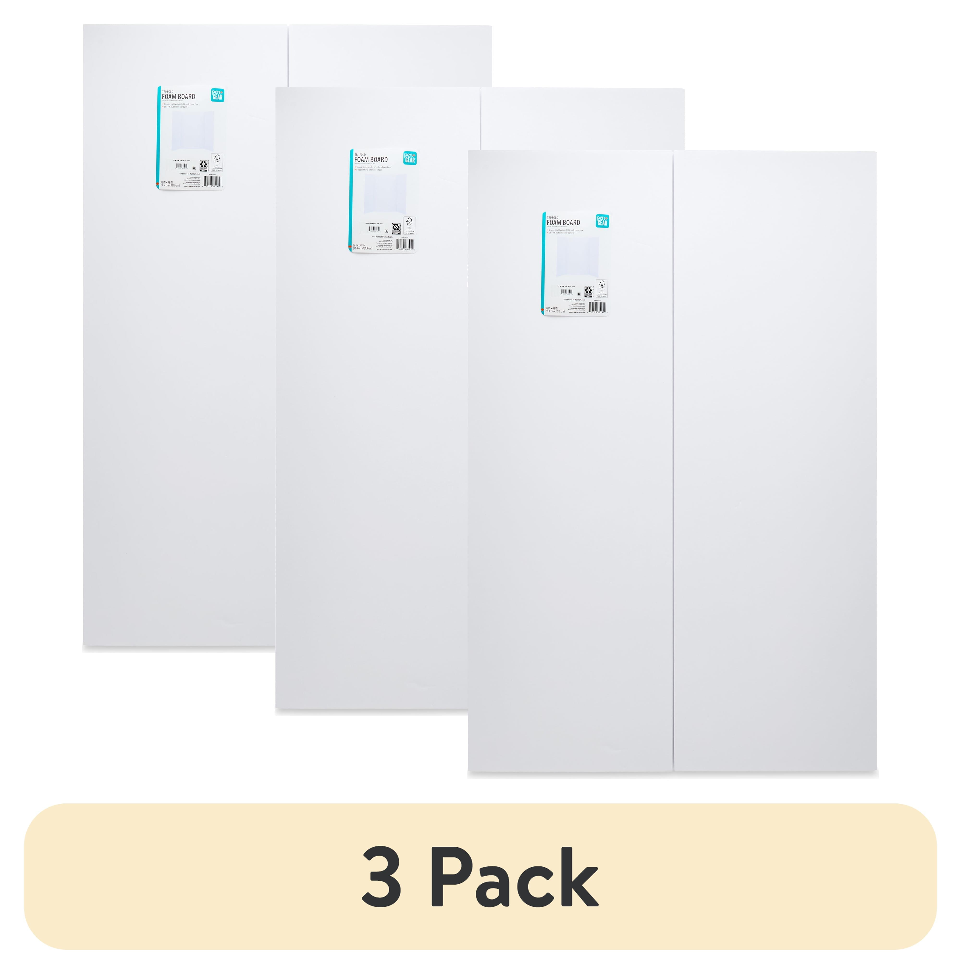 (3 pack) Pen+Gear White Tri-Fold Foam Board, 36" x 48" - Walmart.com