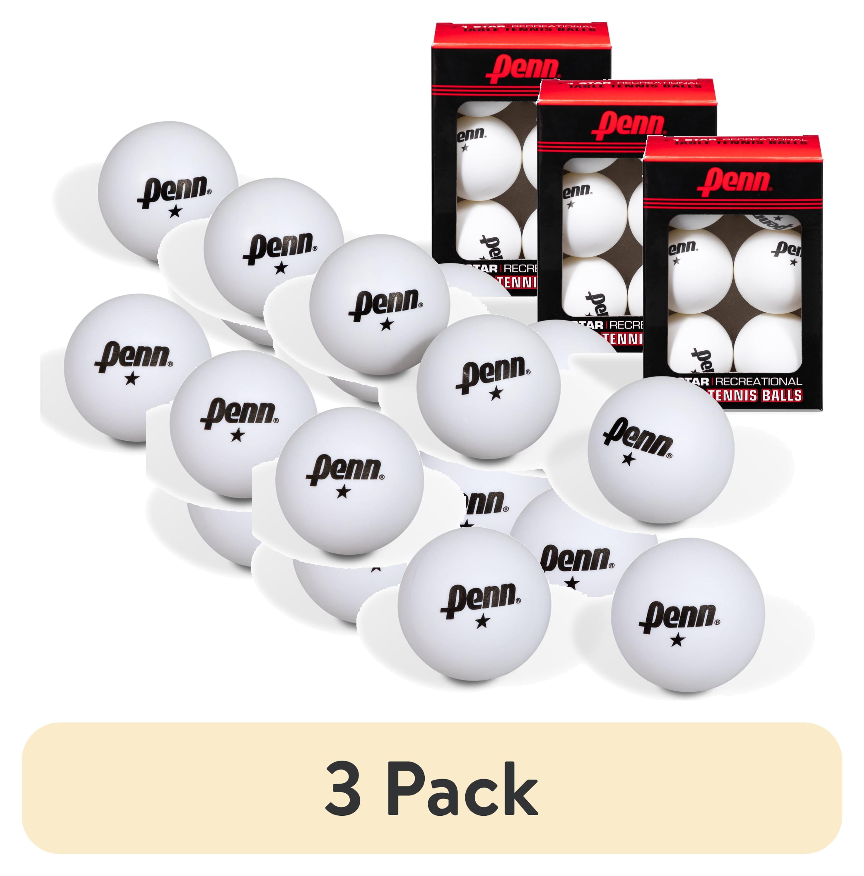 (3 pack) Penn 40mm 1-Star White Table Tennis Balls; Box of 6 Official ...