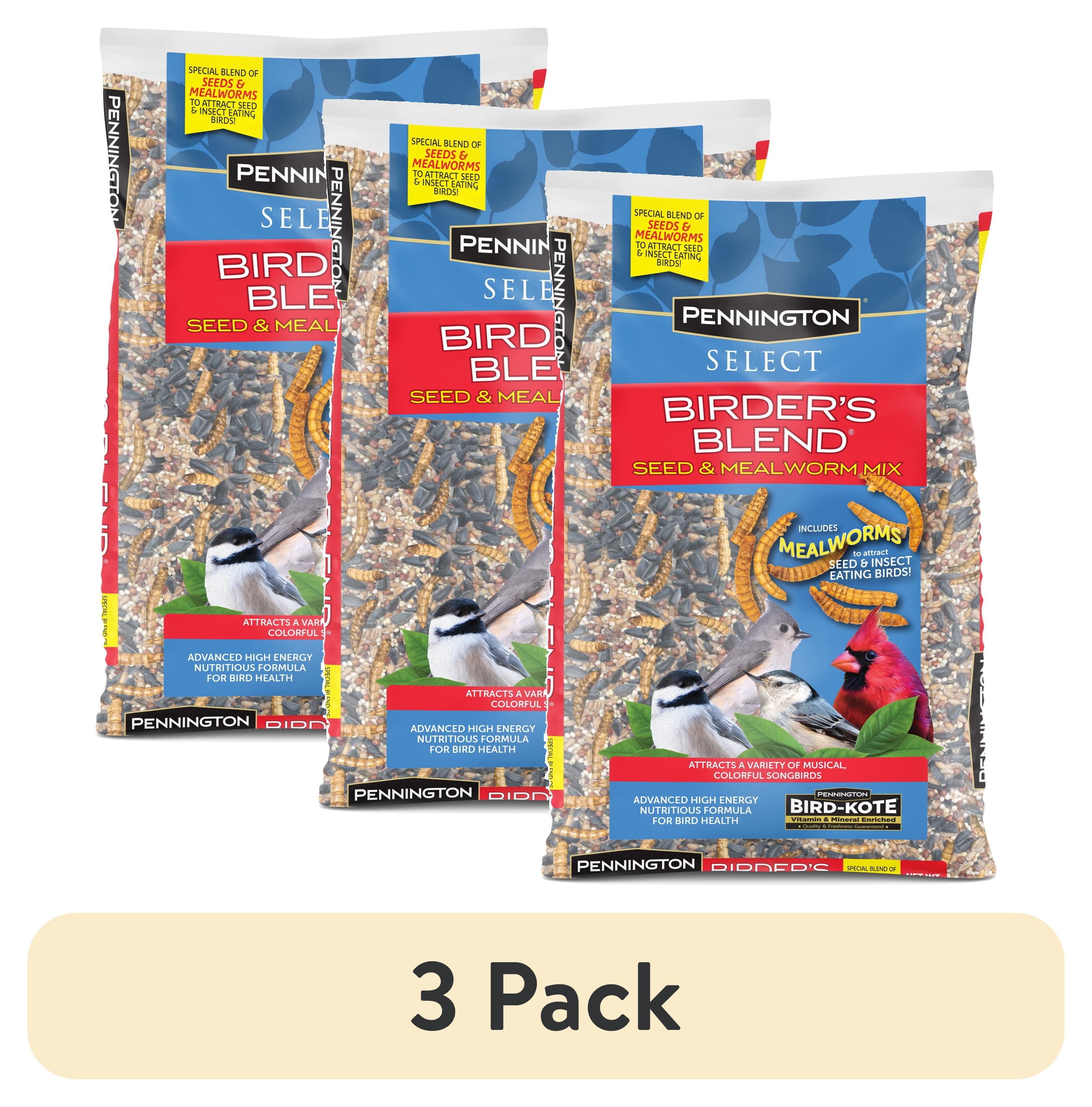 (3 pack) Pennington Recipe Selects Birder's Mealworm Blend, Dry Wild Bird Seed and Feed, 40 lb ...