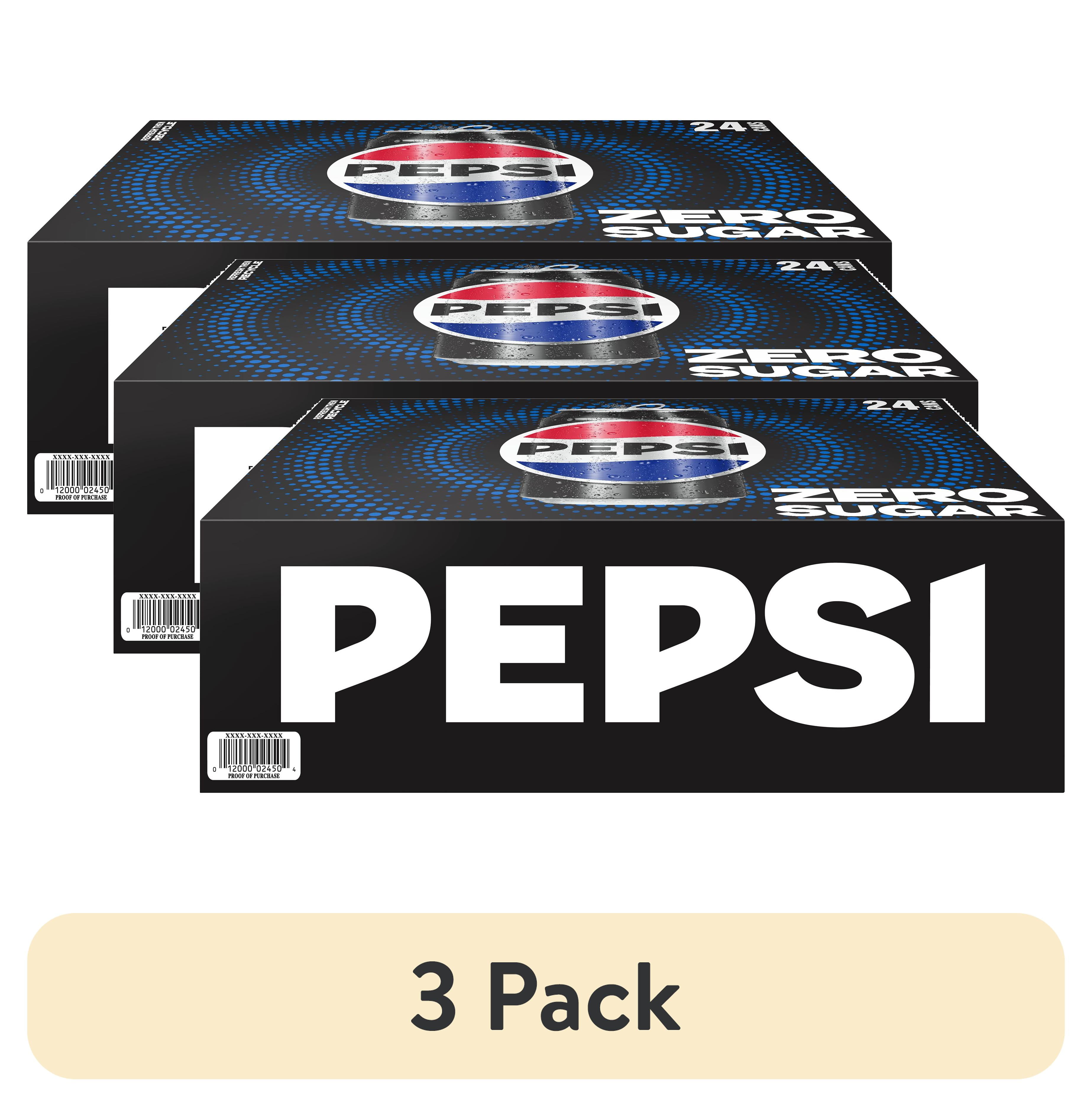 (3 pack) Pepsi Cola Zero Sugar Soda Pop, 12 fl oz, 24 pack Cans ...