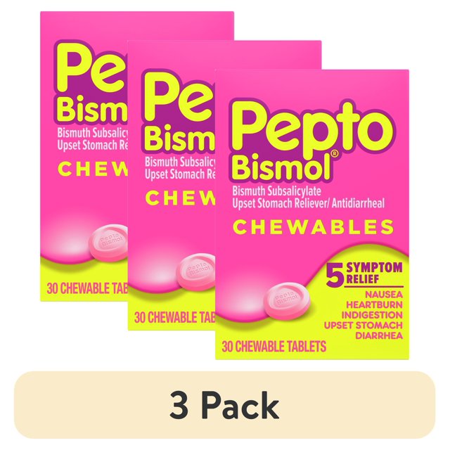 (3 pack) Pepto Bismol Chewable Tablets, Indigestion and Anti-Diarrhea ...