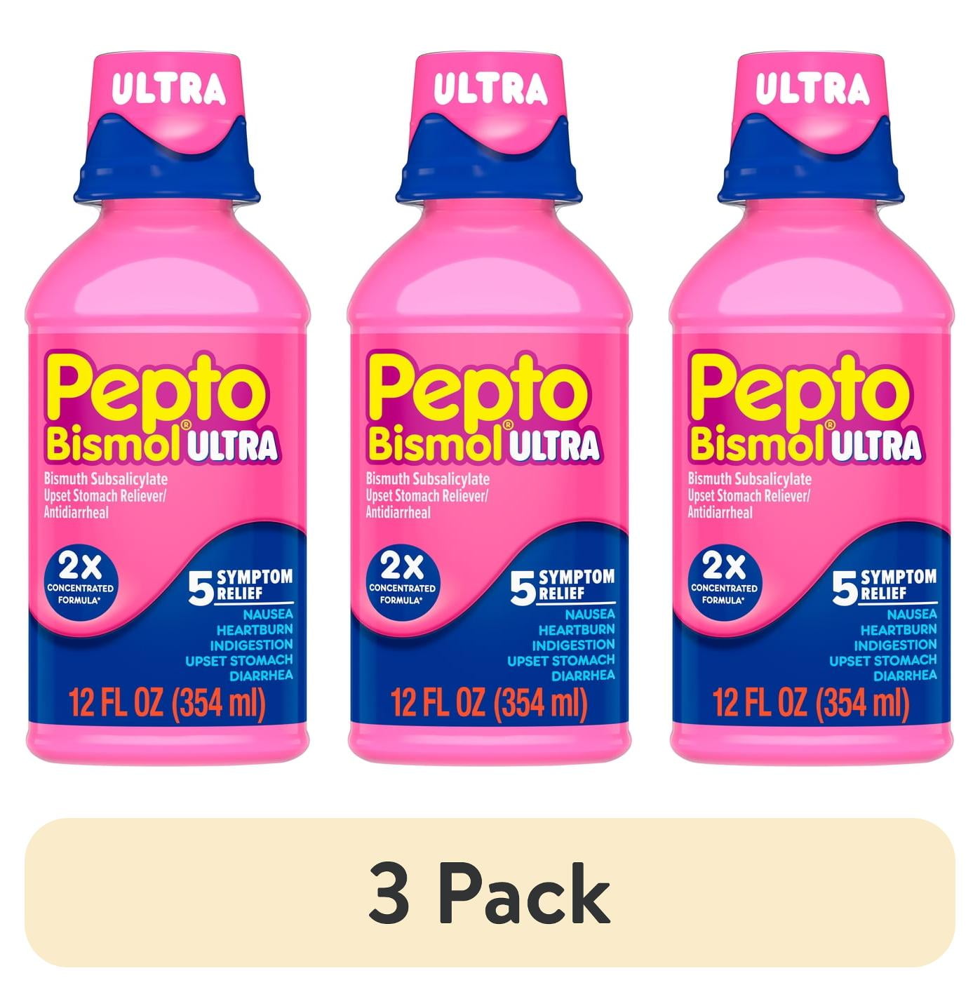 (3 pack) Pepto Bismol Ultra 5 Symptom Stomach Relief Liquid, Original ...
