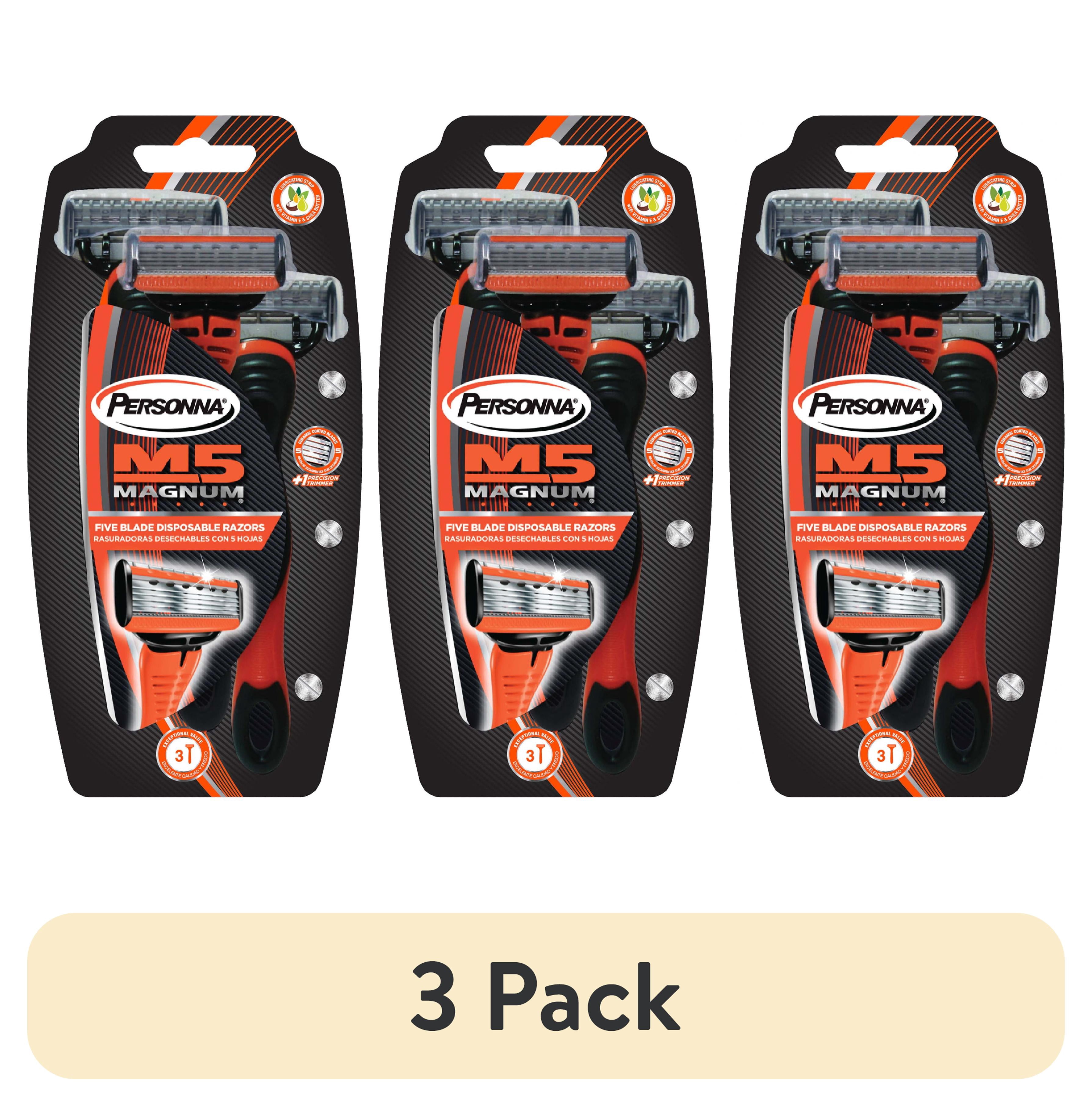 (3 pack) Personna M5 Magnum 5 Blade Disposable Razors with Trimmer, 3 ...