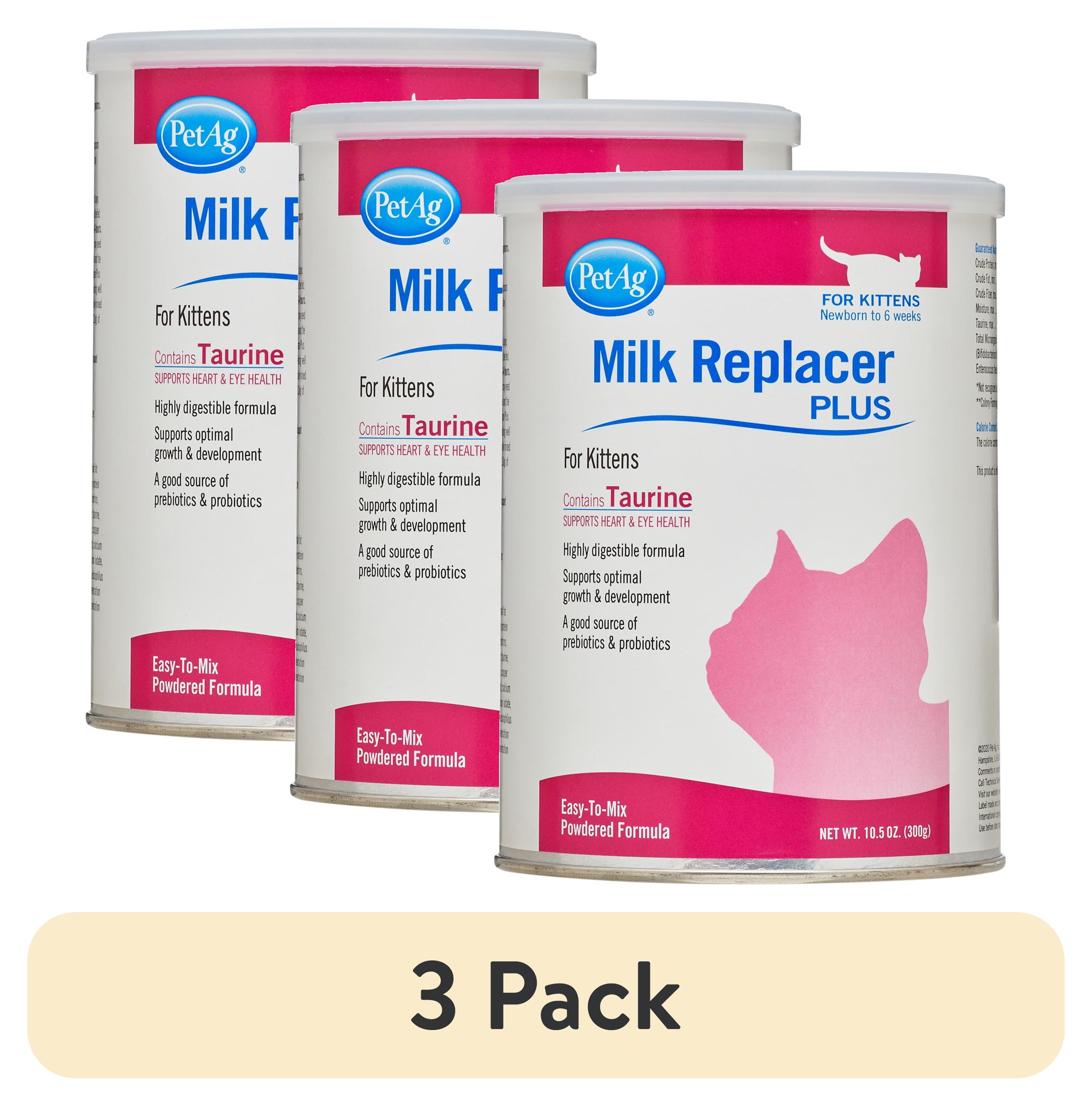 (3 pack) PetAg Milk Replacer Plus for Kittens and Cats, 10.5 oz ...