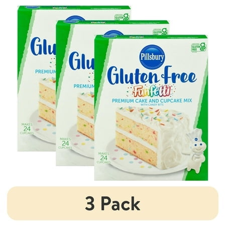 (3 pack) Pillsbury Gluten Free Funfetti Cake Mix with Candy Bits, 17 oz ...