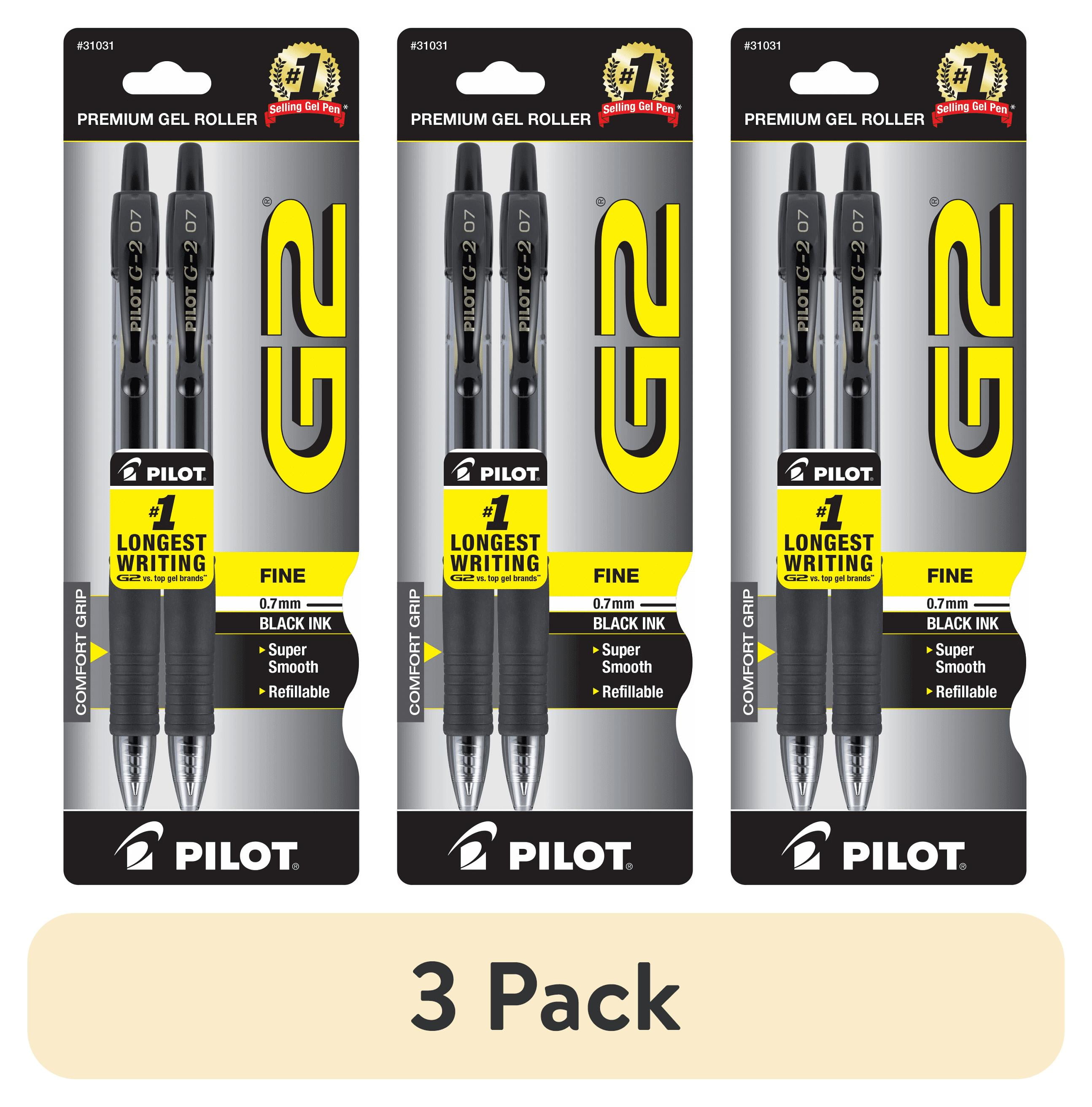 (3 pack) Pilot G2 Retractable Gel Ink Pens, Fine Point, Black, 2 Pack ...