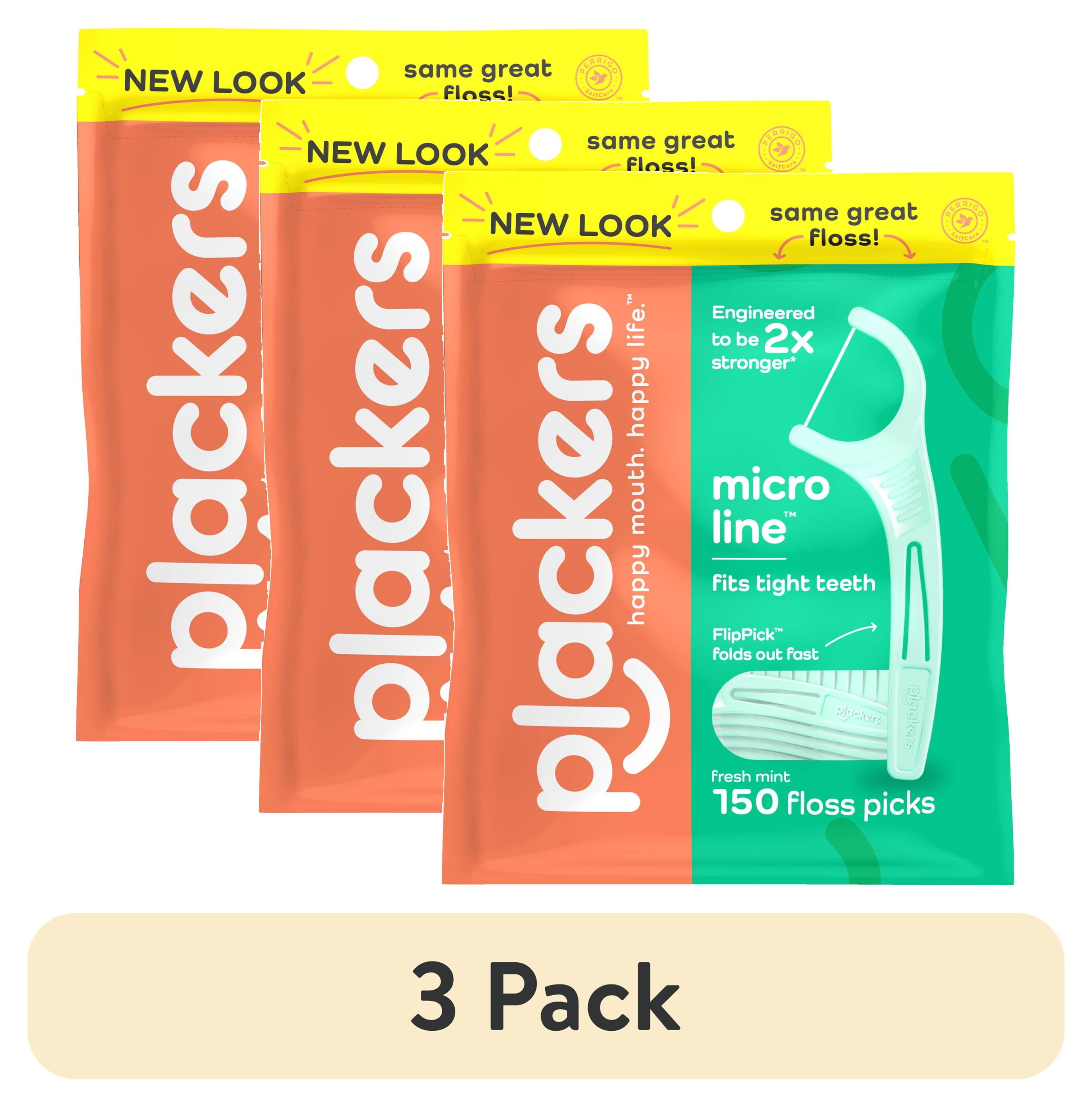 (3 pack) Plackers Micro Line Dental Floss Picks, Fold-Out FlipPick, Tuffloss, Fresh Mint Flavor ...