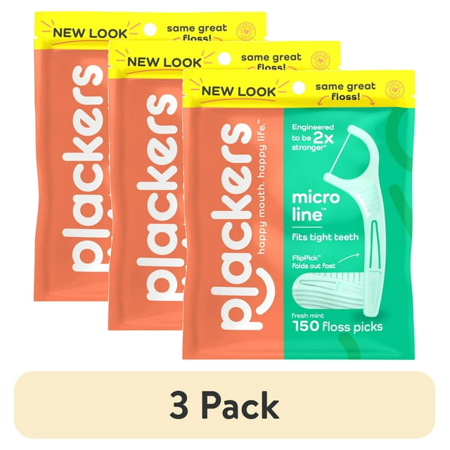(3 pack) Plackers Micro Line Dental Floss Picks, Fold-Out FlipPick ...