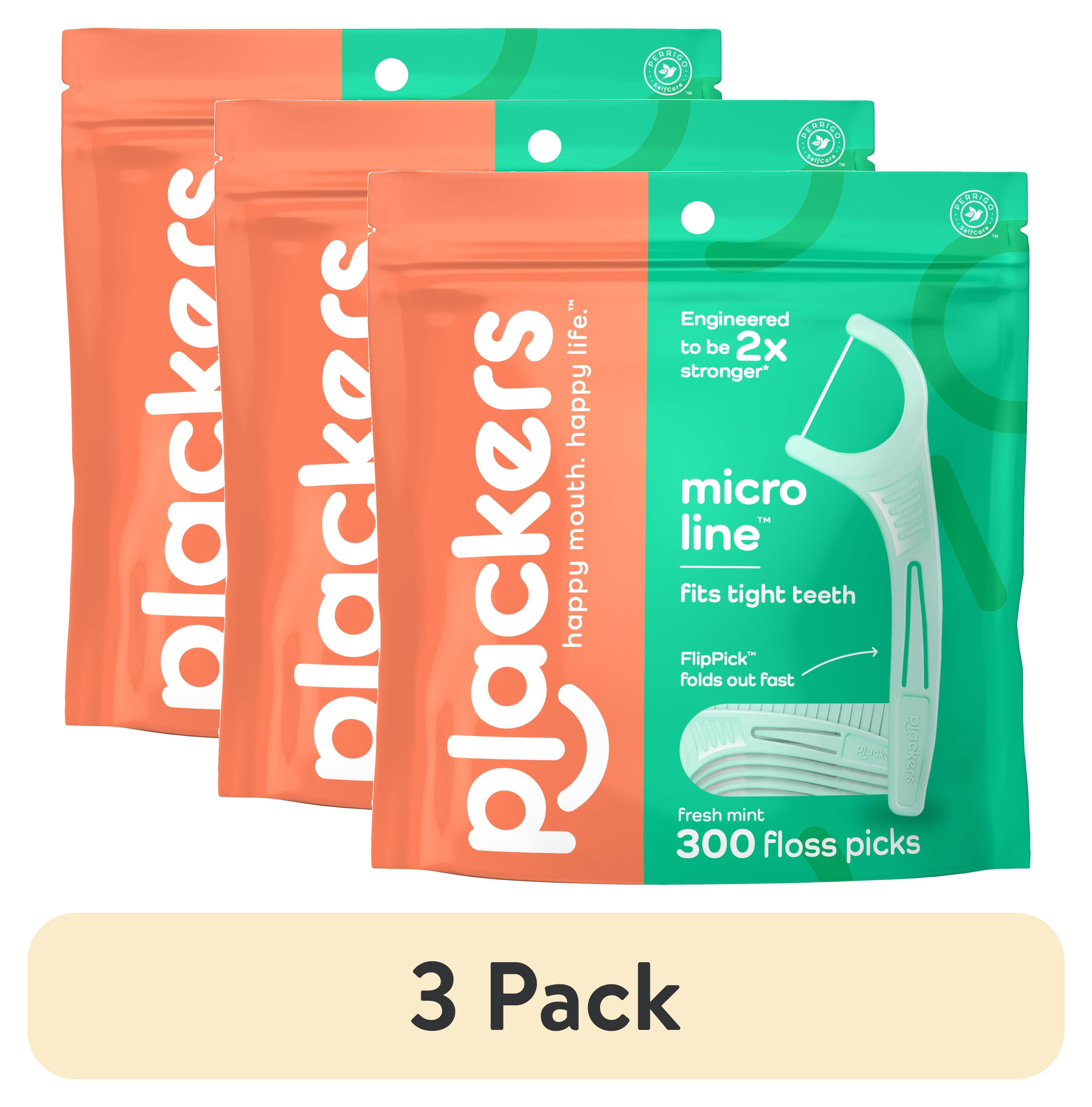 (900 pack) Plackers Micro Mint Dental Floss Picks, Fresh Mint, 300 ...