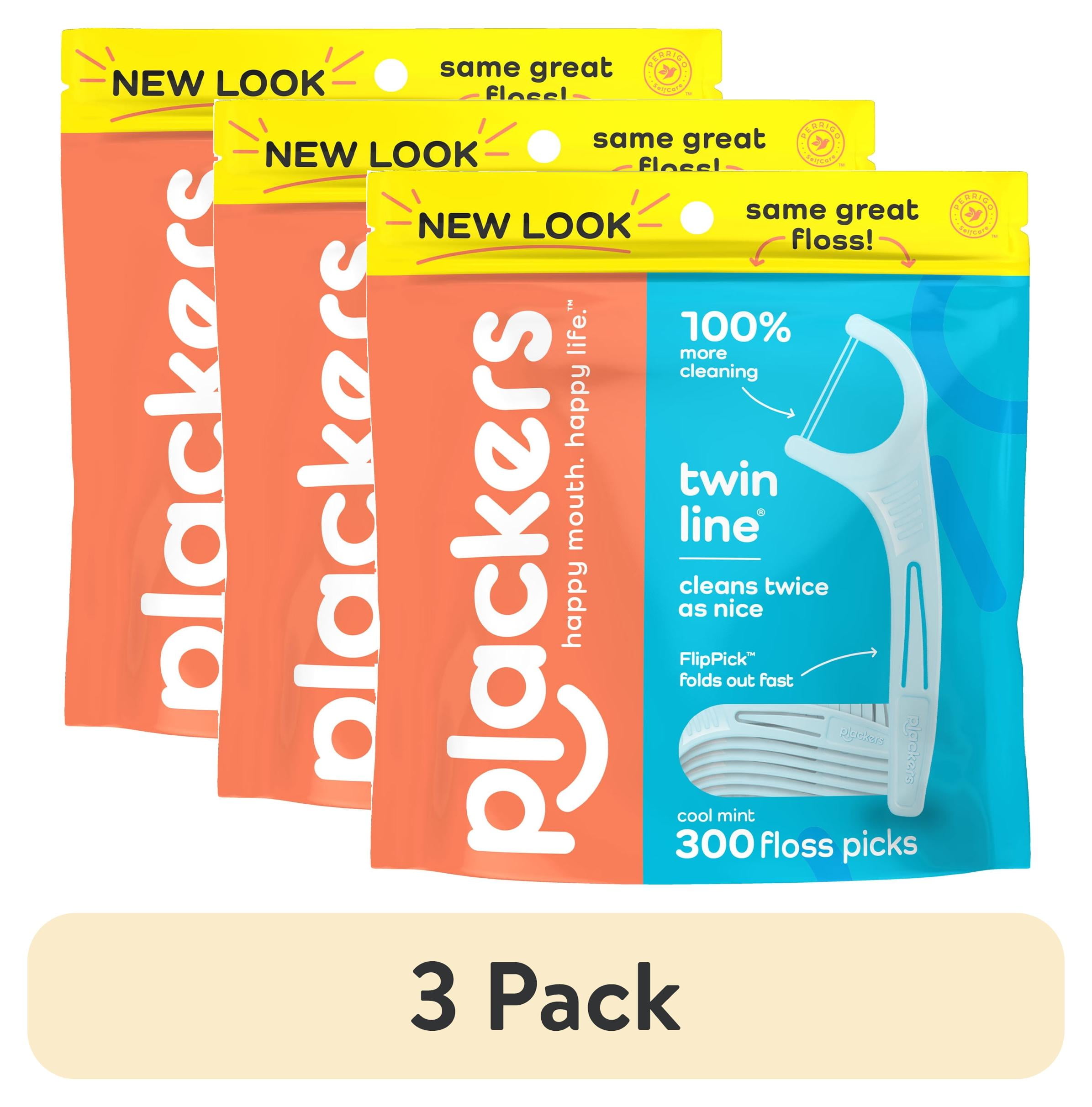 (900 pack) Plackers Twin Line Dental Floss Picks, Dual-Line Tuffloss, Cool Mint Flavor, 300 ...