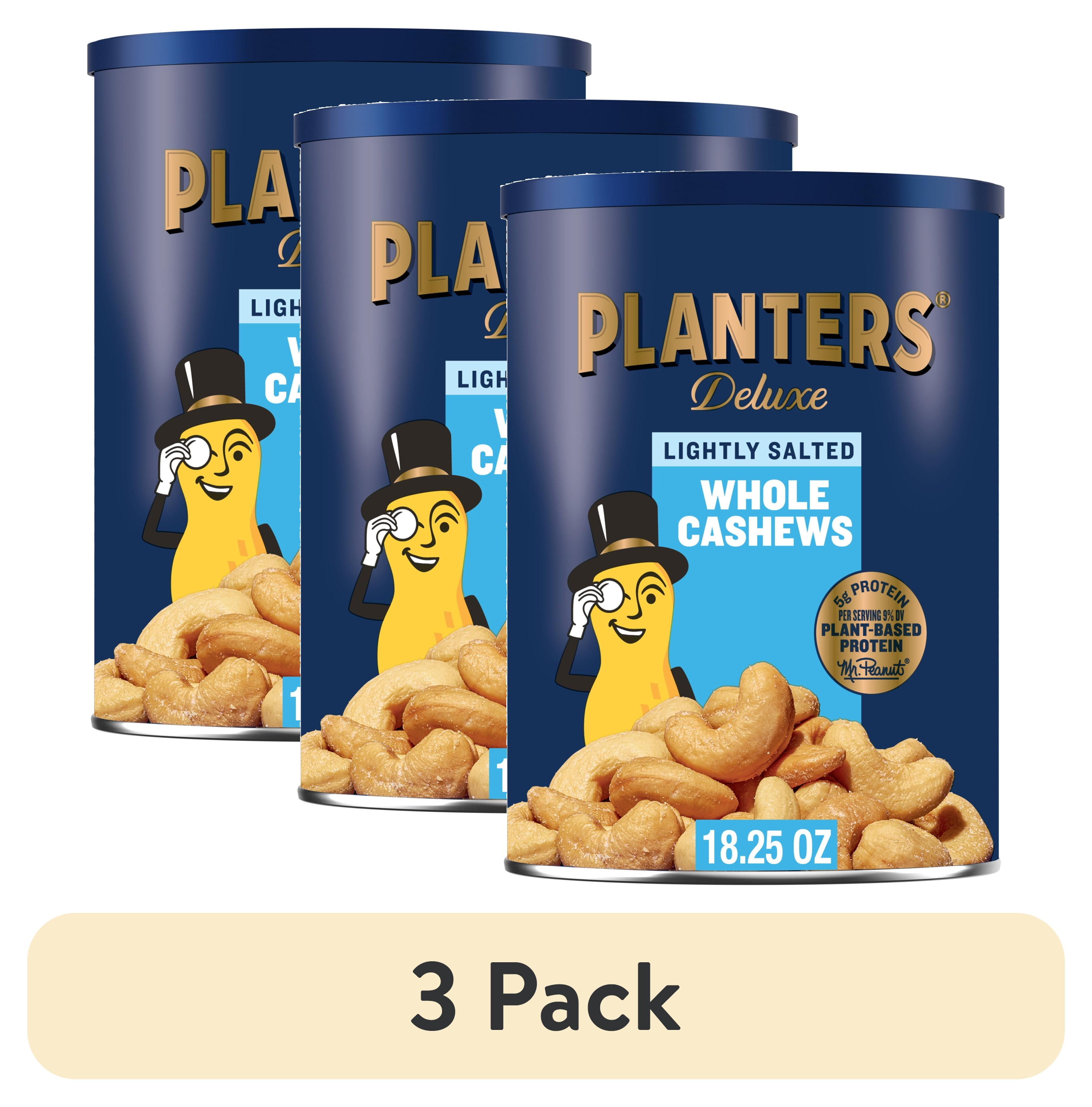 (3 pack) PLANTERS Deluxe Lightly Salted Whole Cashews, Party Snacks ...