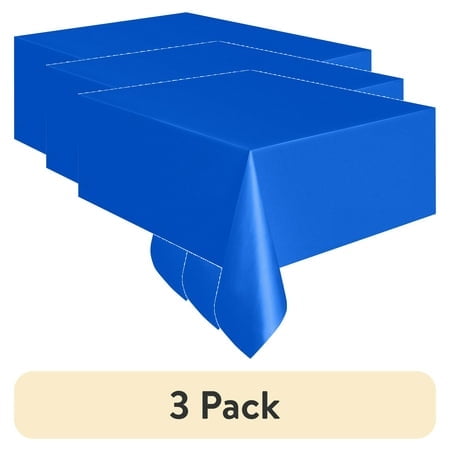 (3 pack) Rectangular 54" x 108" Electric Blue Plastic Table Covers, 3 ...