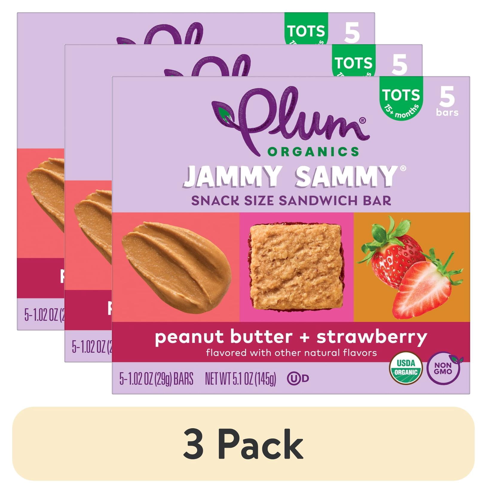 (3 pack) Plum Organics Jammy Sammy Snack Bars, Peanut Butter and ...